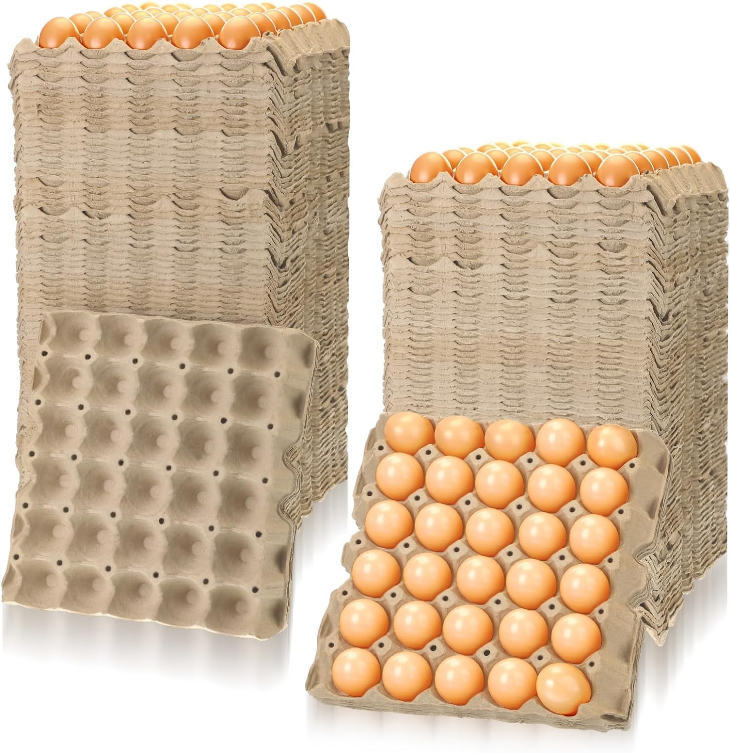 120 Pack Egg Cartons Crates Bulk 30 Cell Pulp Fiber Egg Flats Reusable ...