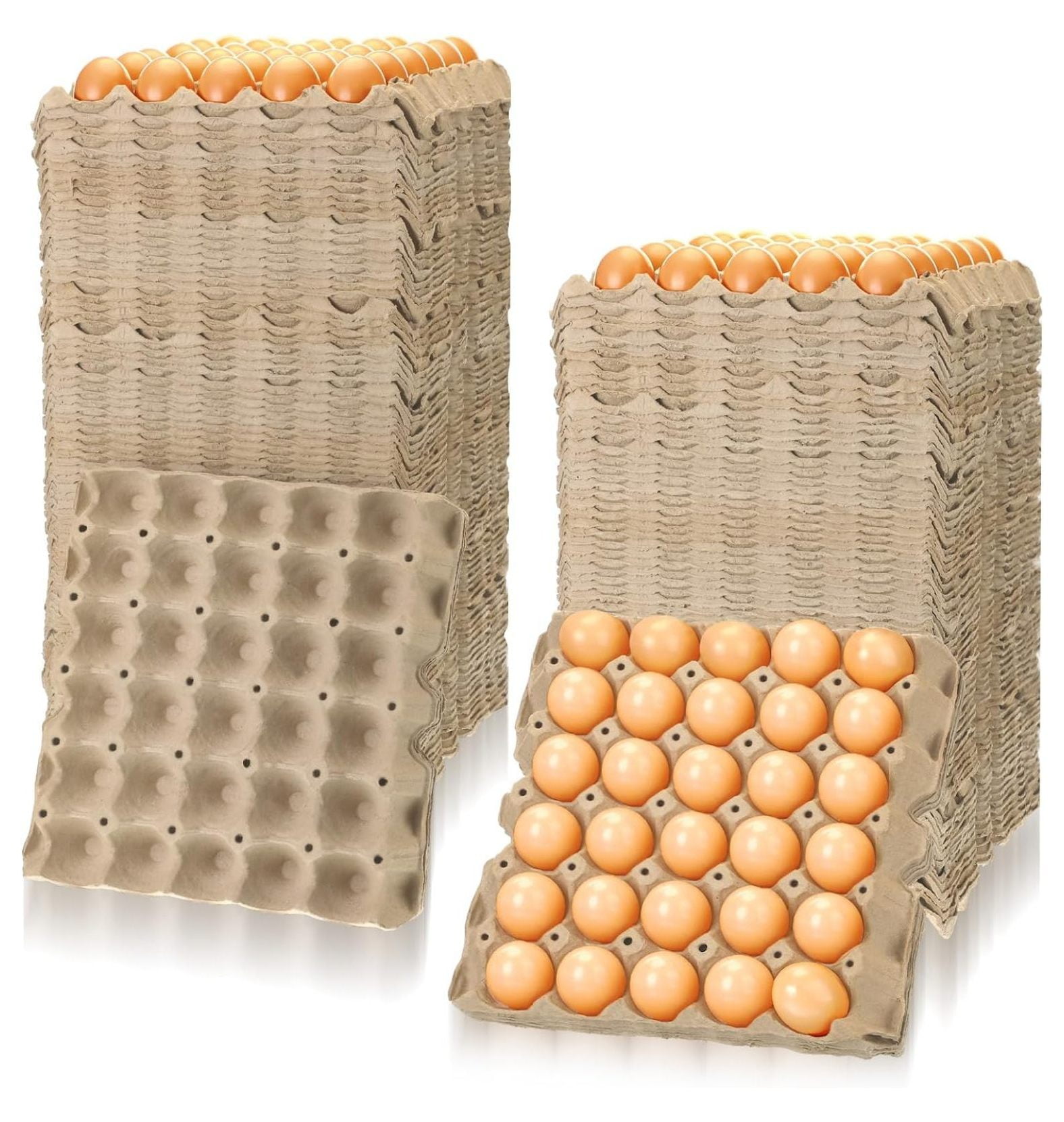120 Pack Egg Cartons Crates Bulk 30 Cell Pulp Fiber Egg Flats Reusable ...
