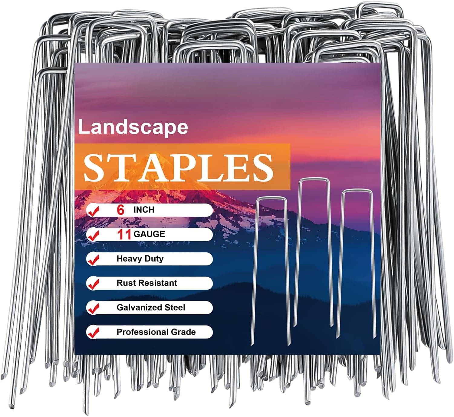 120 Pack Galvanized Landscape Staples Garden Stakes Plant Cover Stakes ...