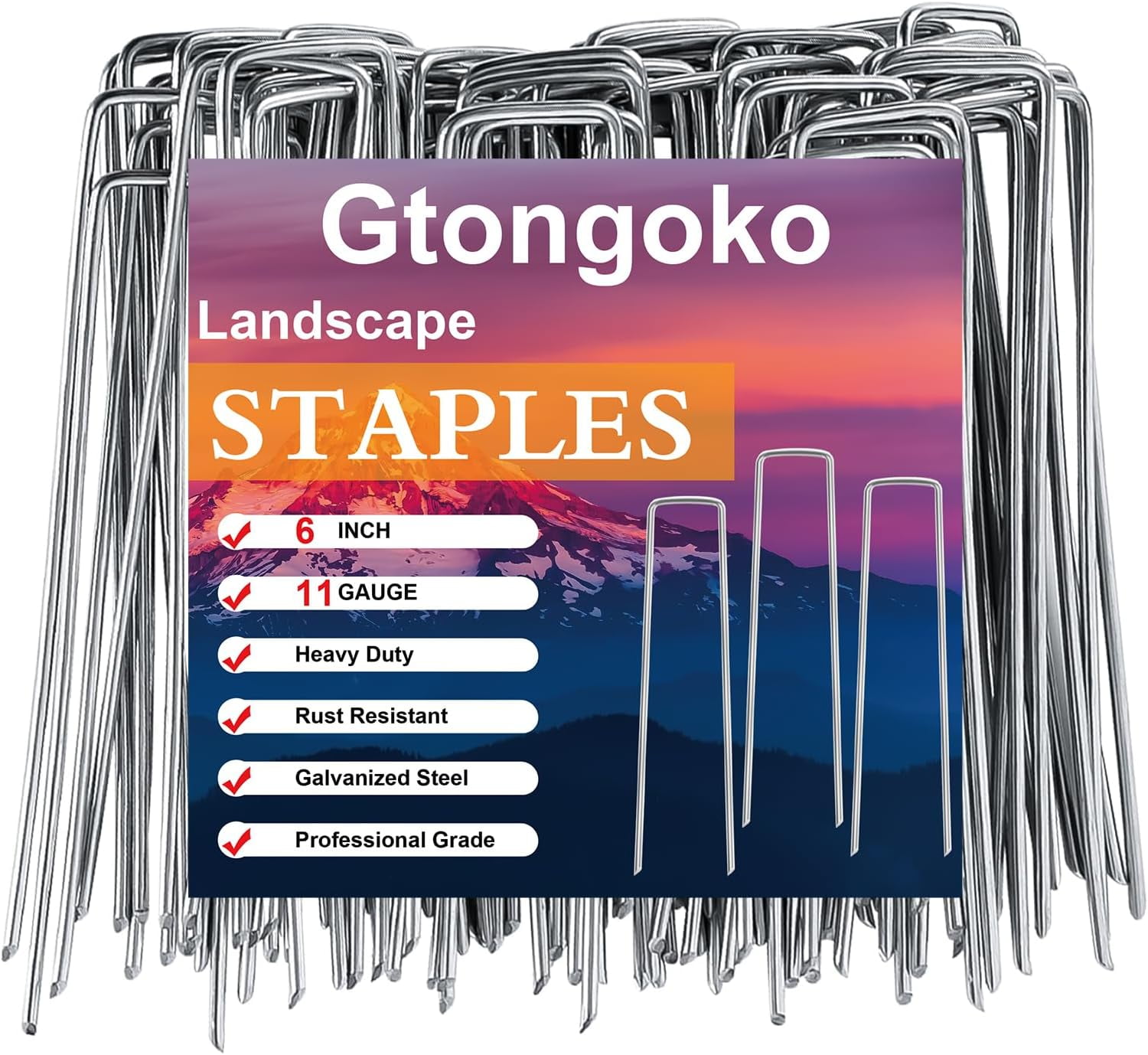 120 Pack Galvanized Landscape Staples Garden Stakes Plant Cover Stakes ...