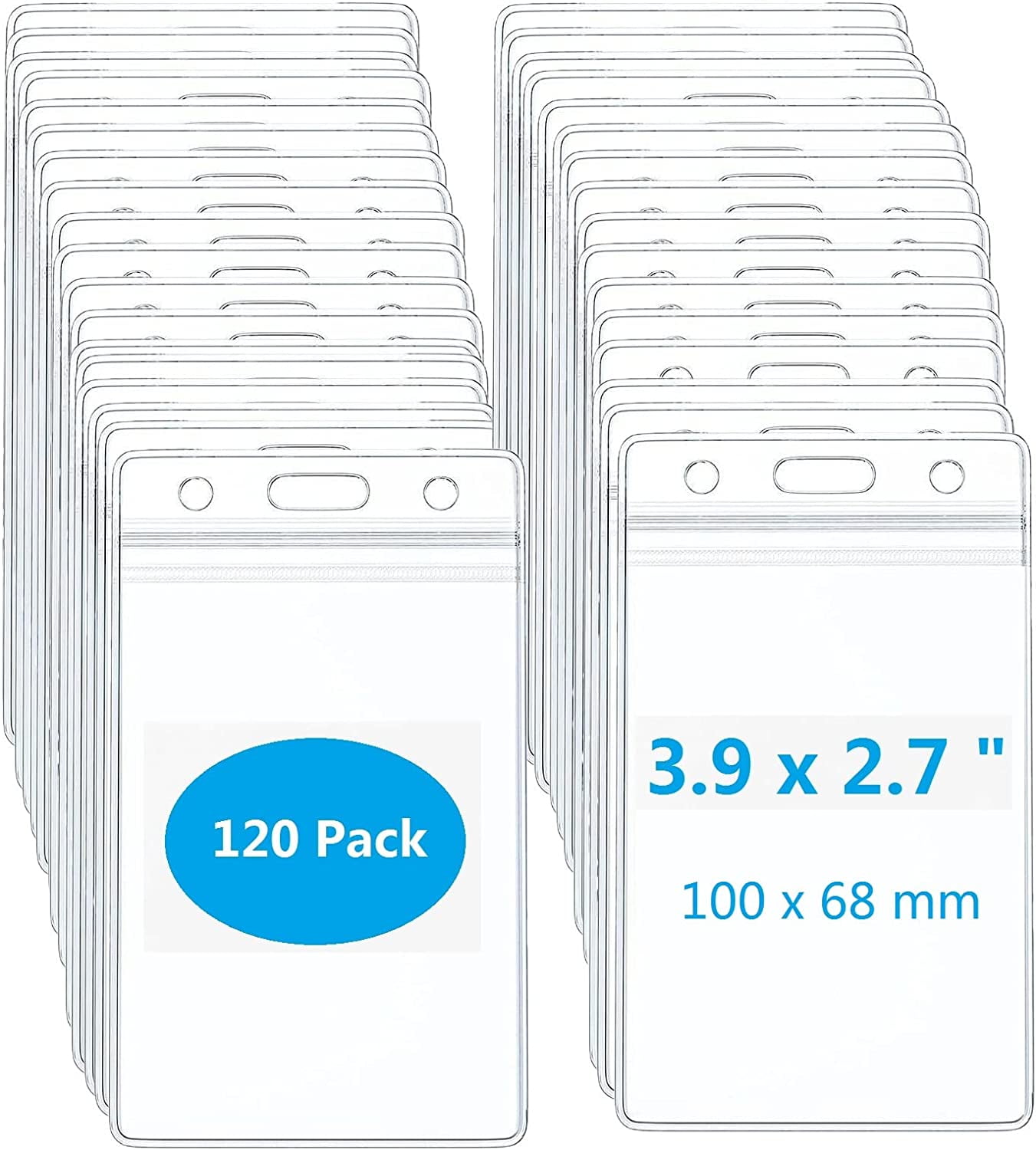 120 Pack Name ID Badge Holder-Plastic Badge Holder for Lanyard ...