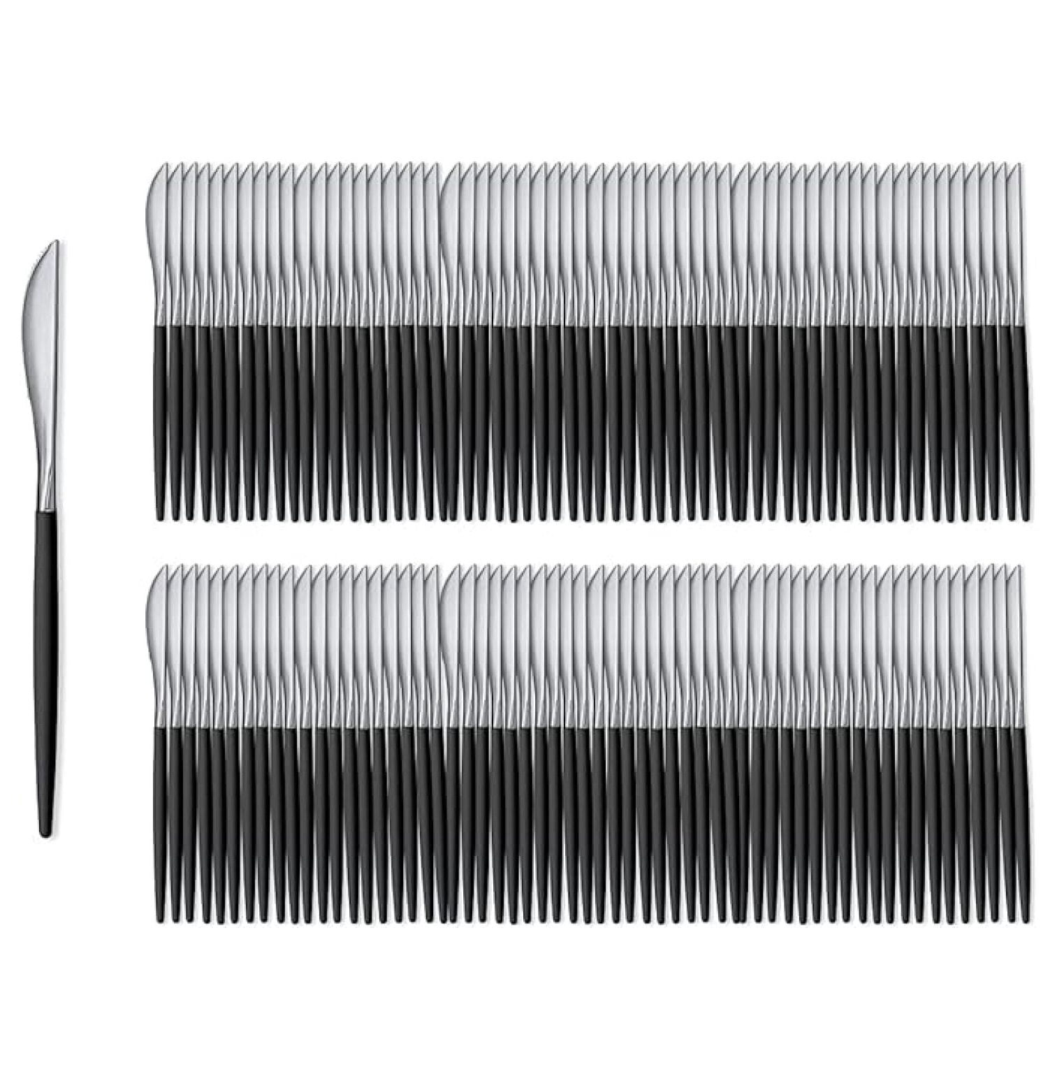 120 Pack Plastic Silverware Knives - Heavy Duty Two-Toned Black ...