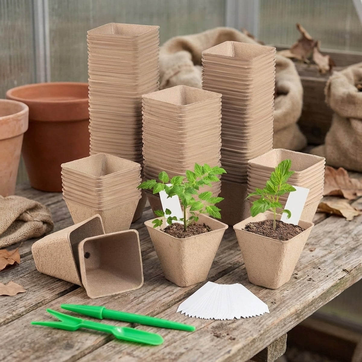 120 Pack Square Peat Pots for Seedlings, Seed Starting Pots with ...