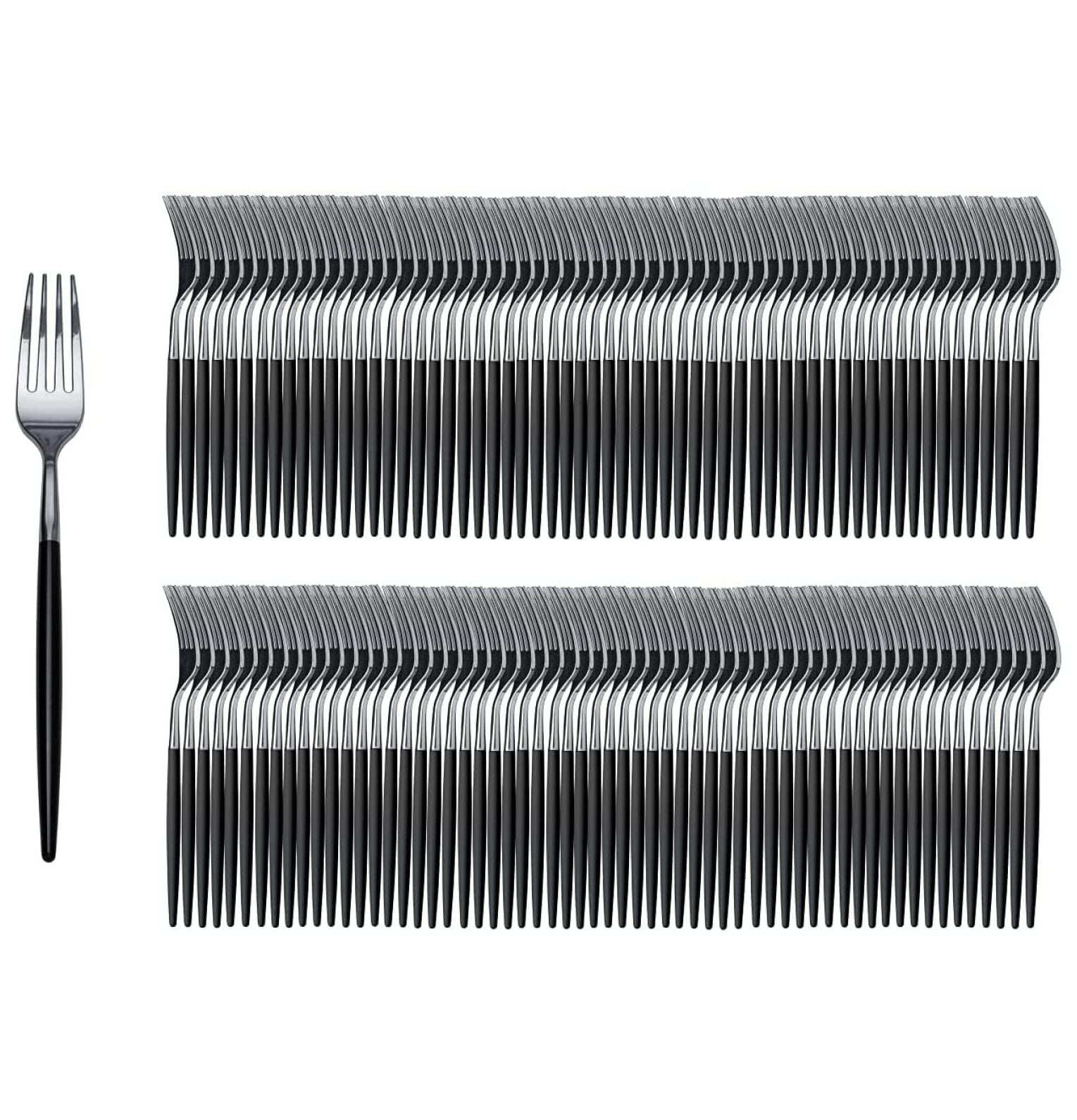 120 Pack Two Toned Heavy Duty Plastic Silverware Forks - Stunning Dual ...