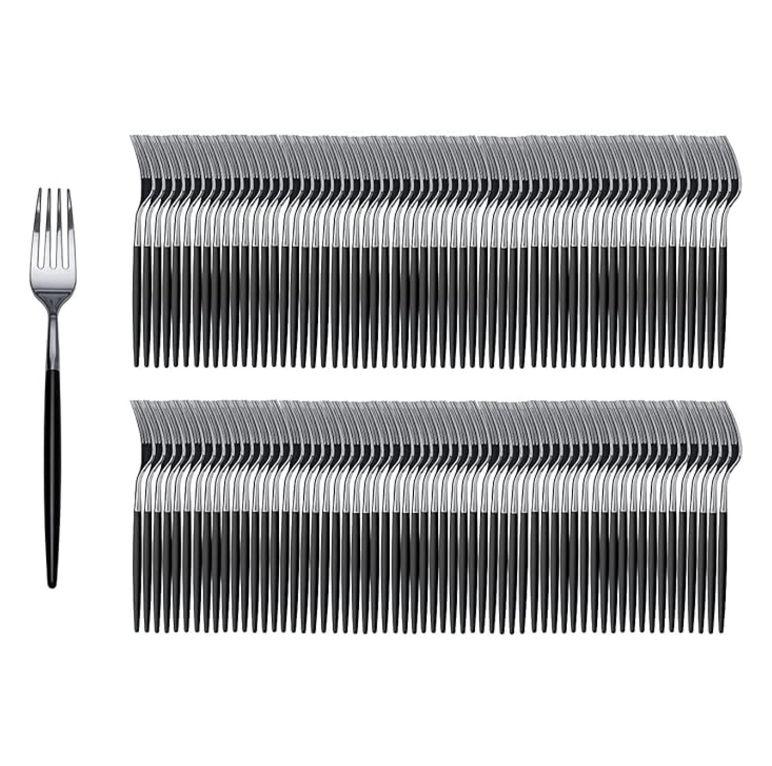 120 Pack Two Toned Heavy Duty Plastic Silverware Forks - Stunning Dual ...