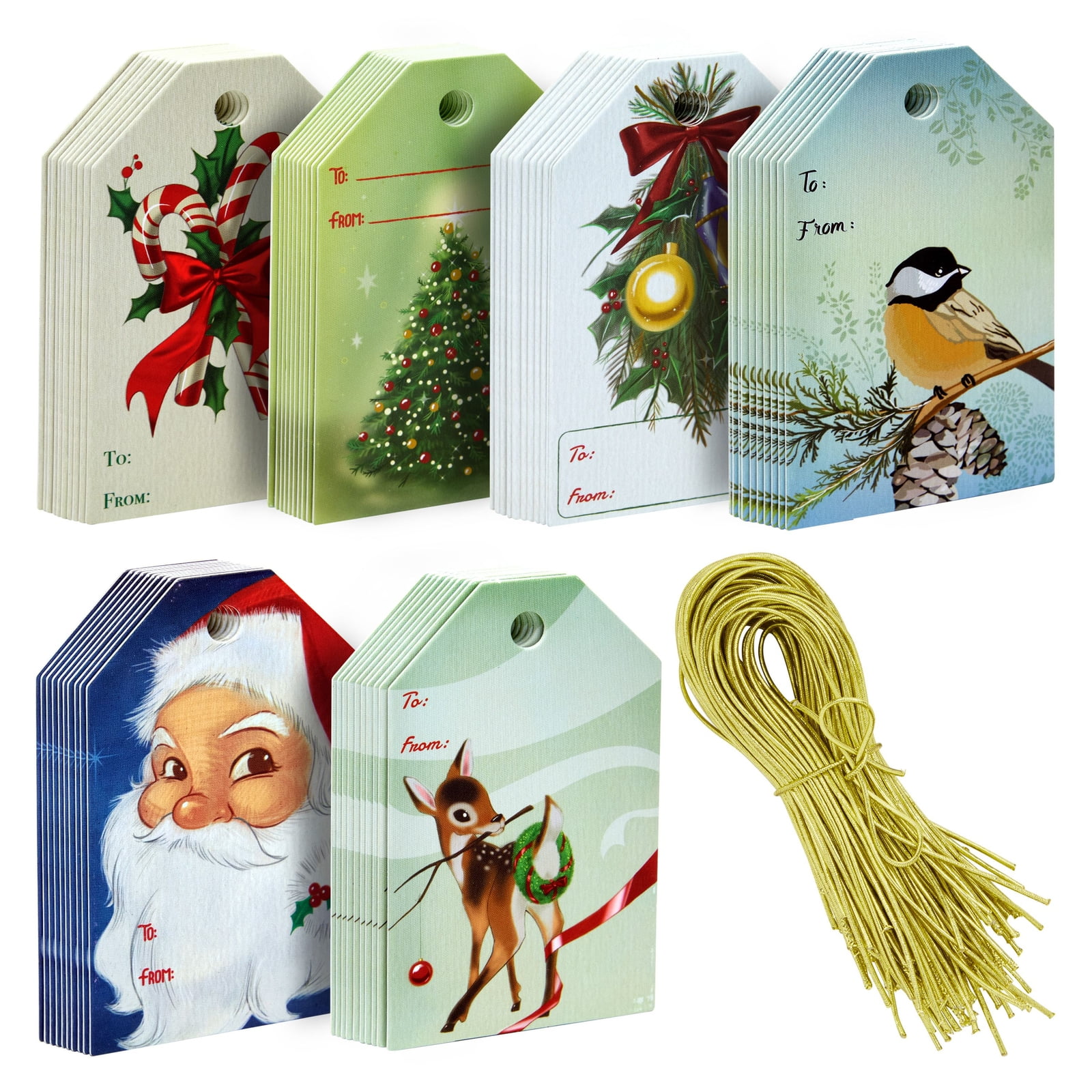 120 Pack Vintage Christmas Gift Tags with Gold Strings for Holiday ...