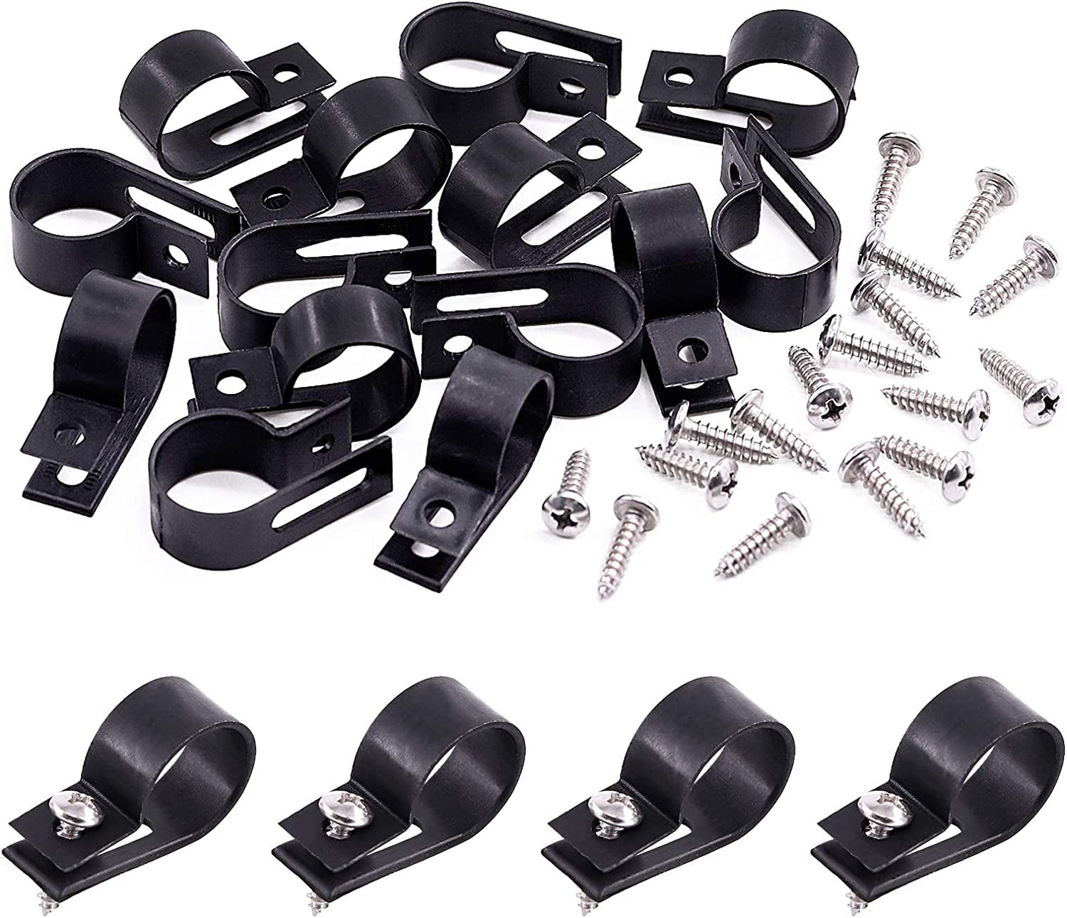 120 Pack White 3/4 Inch Nylon Plastic R-Type Cable Clips Clamp Kit ...