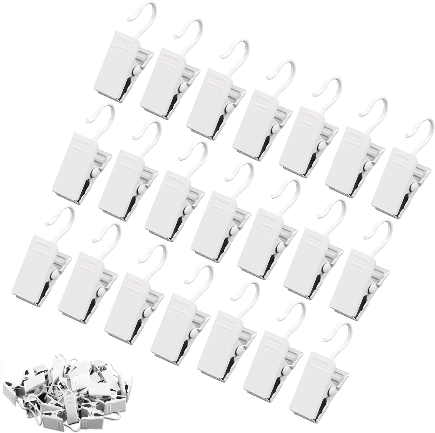 120 Pack White Clip Hook Set Curtain Clips for Curtain Picture Home ...