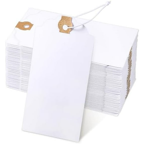 120 Pack White Gift Tags with Elastic String Hang Paper Marking Tags ...