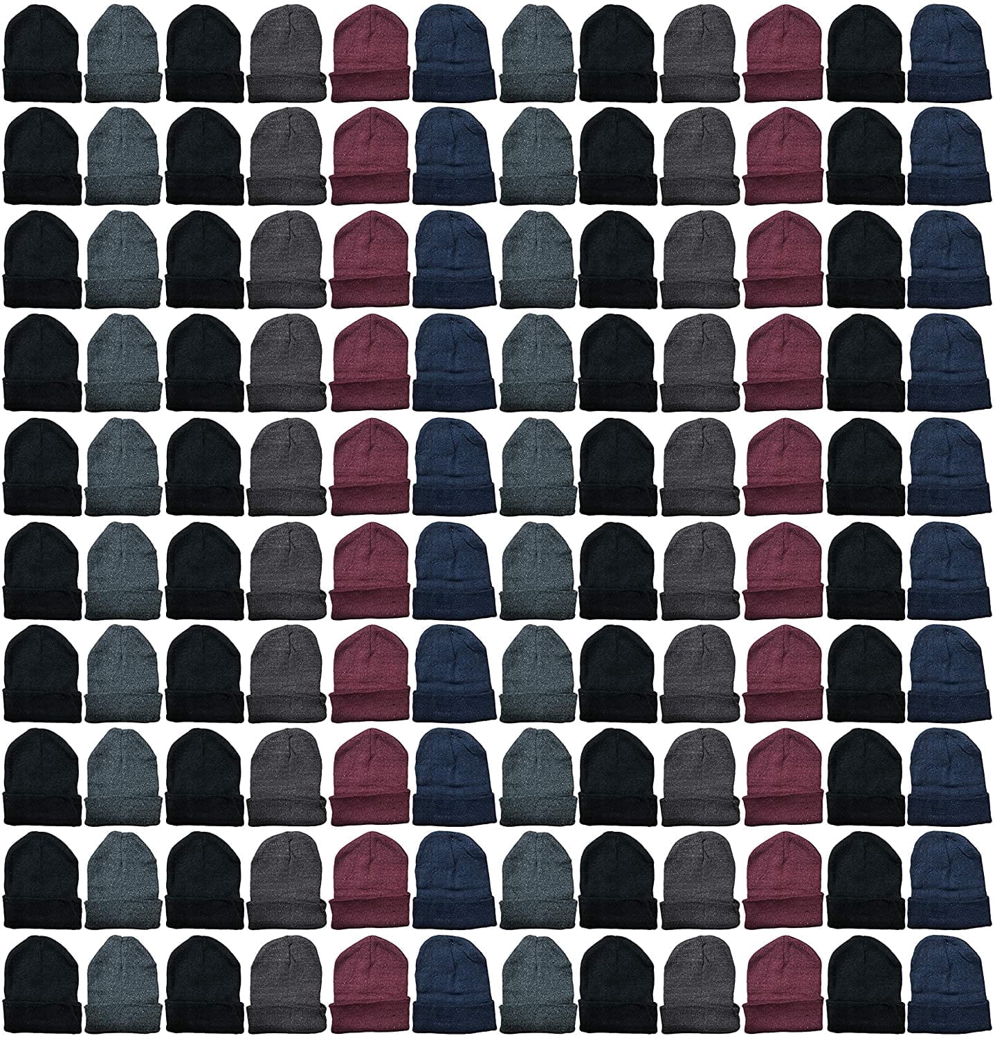 Yacht & Smith 120 Pack Wholesale Warm Adult Beanies, Bulk Thermal ...