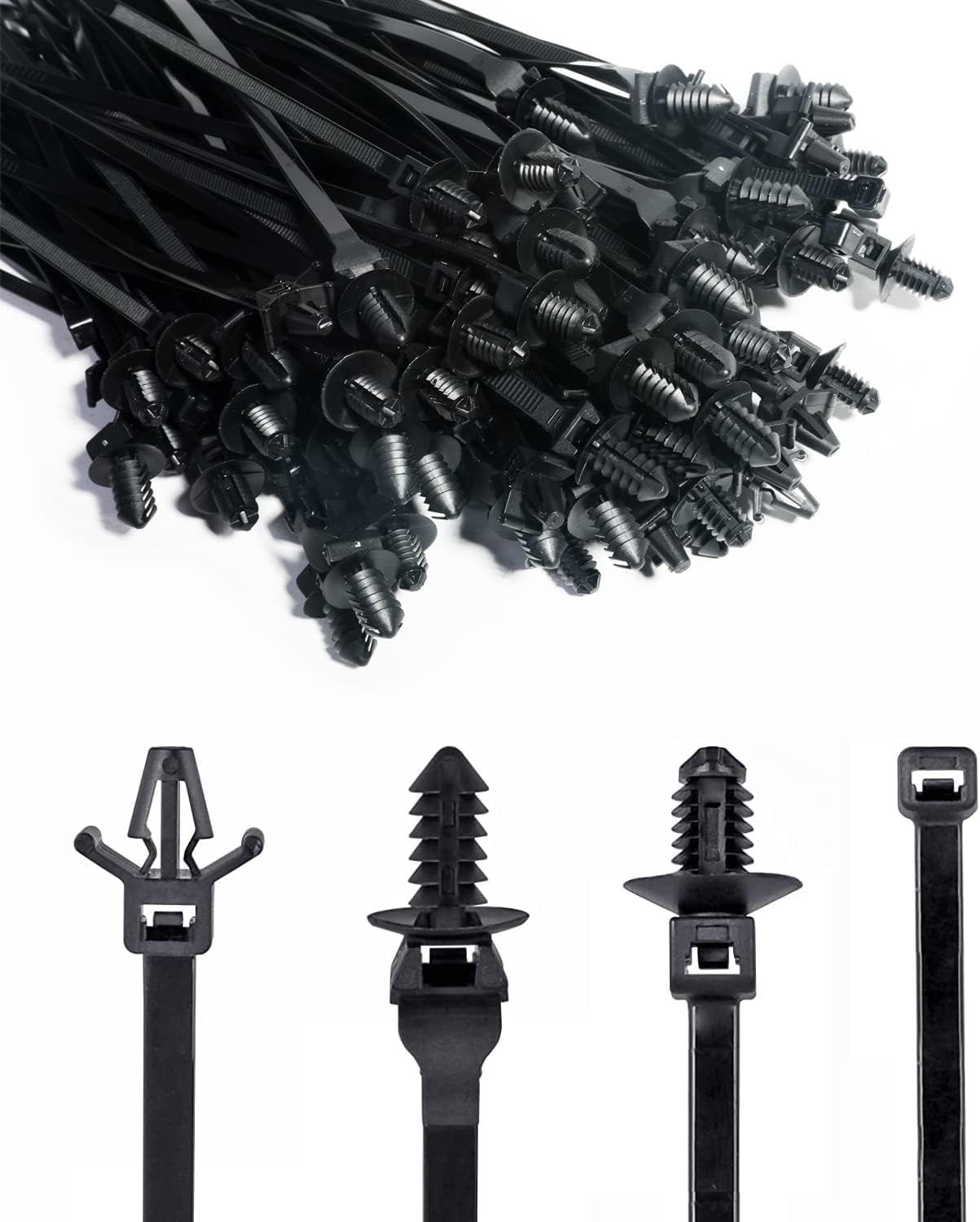 120 Packs Car Mount Wire Tie, Nylon Push Mount Cable Zip Tie Strap Self ...