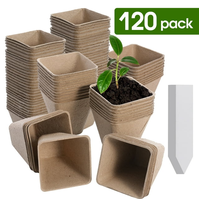 120 Packs Peat Pots Seed Starter Pots Biodegradable Eco-Friendly ...