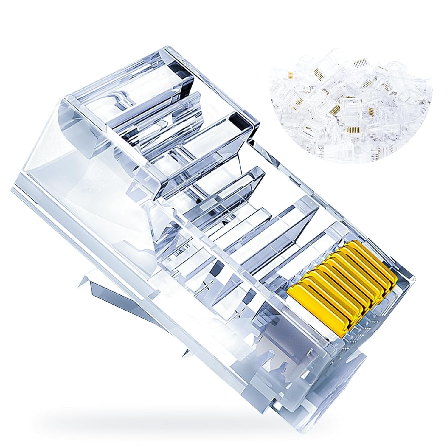 120 Packs RJ45 Connectors, Gold Plated Rj 45 Connector, Cat6 Ethernet ...