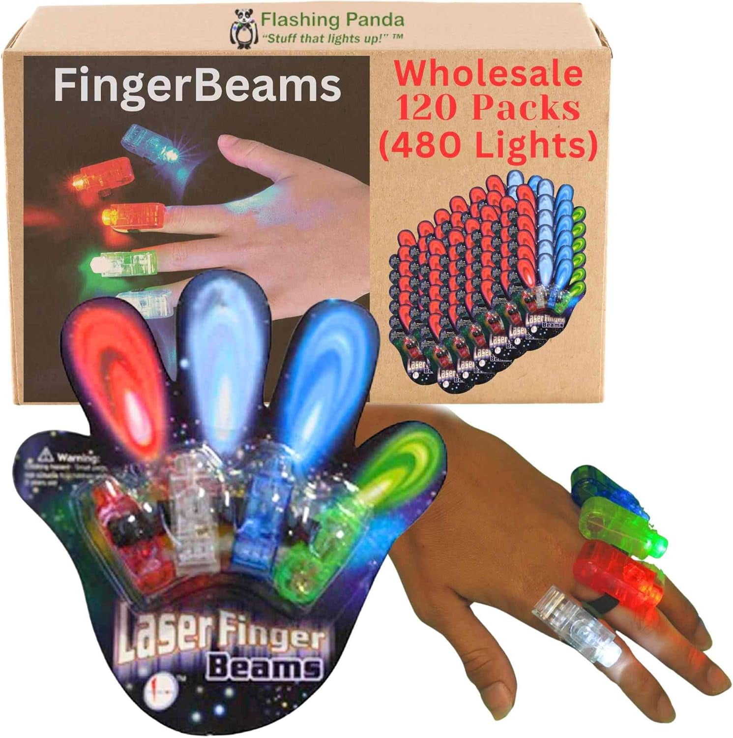 120 Packs Wholesale (480 Rings) FingerBeams LED Finger Ring Lights, 4 ...