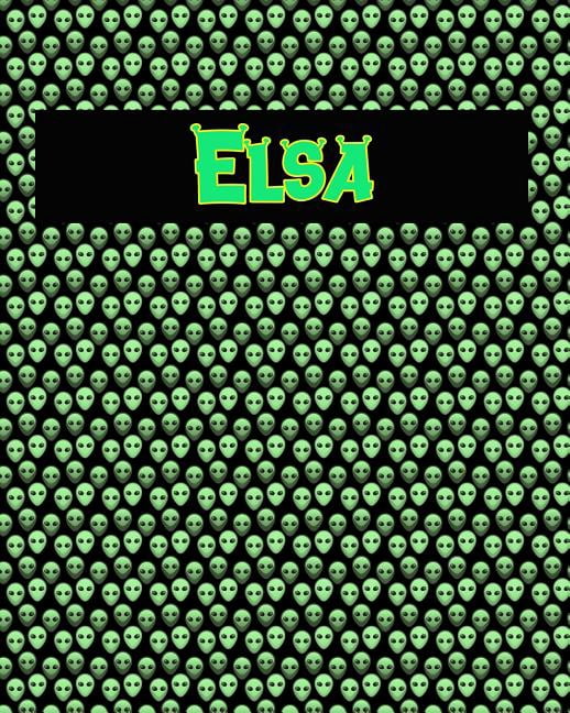 120 Page Handwriting Practice Book with Green Alien Cover Elsa: Primary ...