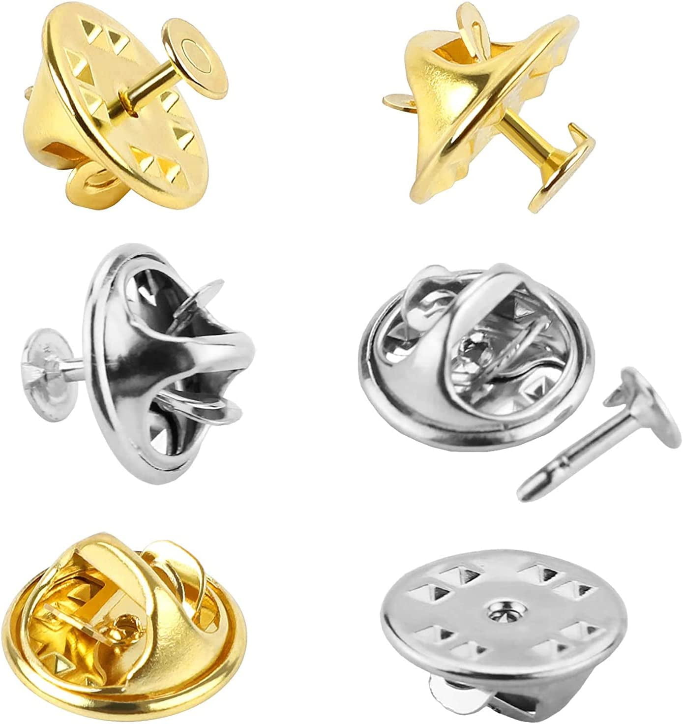 120 Pairs Butterfly Clutch Tie Tacks Pin Back Metal Locking Replacement with 4mm Blank Pins for ...