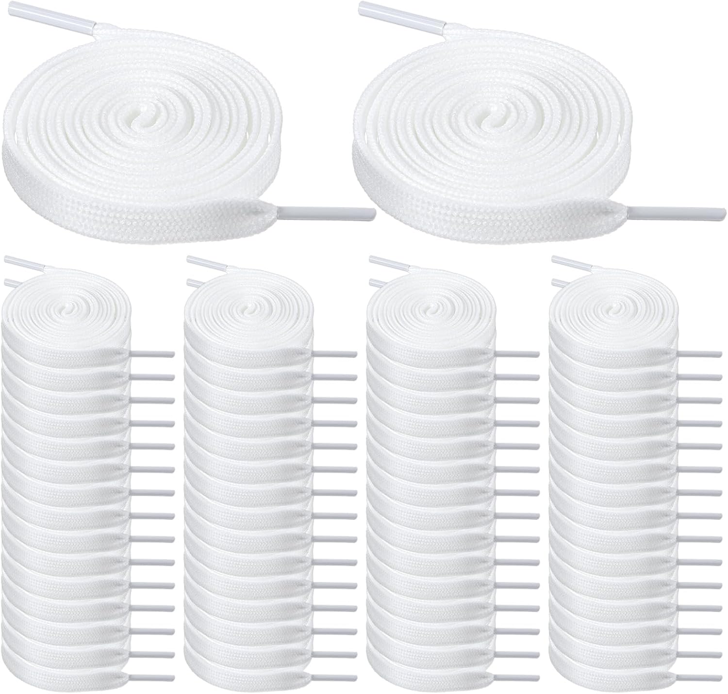 120 Pairs Flat Shoe Laces for Sneakers Bulk, 47'' Long 5/16" Wide White ...