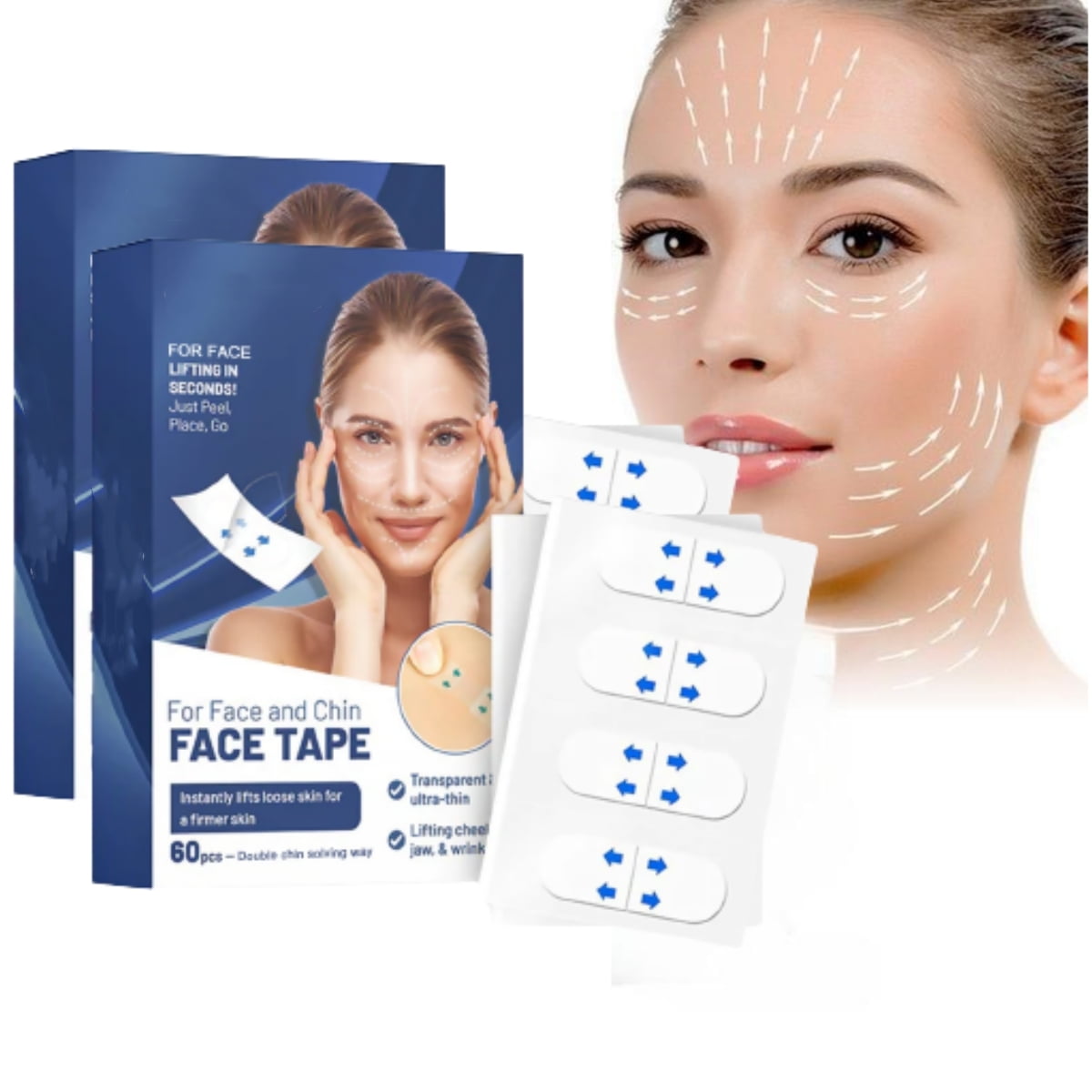 120 Patches Face Lift Tape, Trianu Facial Tape Face Lift Invisible ...