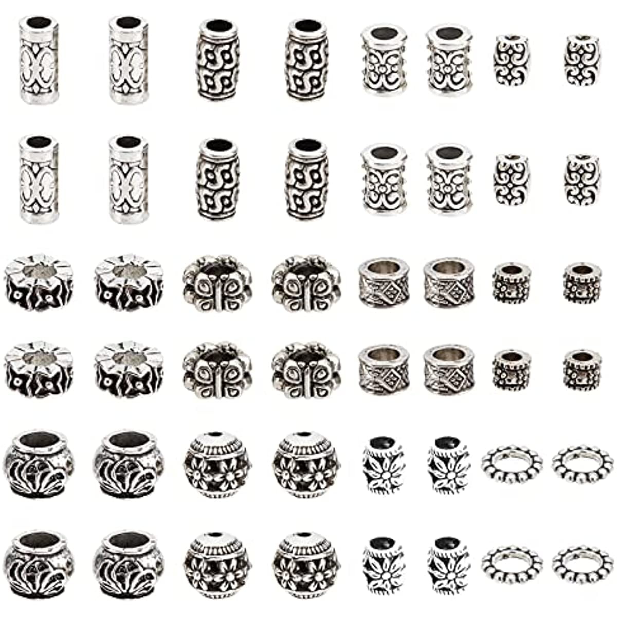 NOBRAND Bulk Supplies, 120 Tibetan Style Alloy Beads, Antique Silver ...