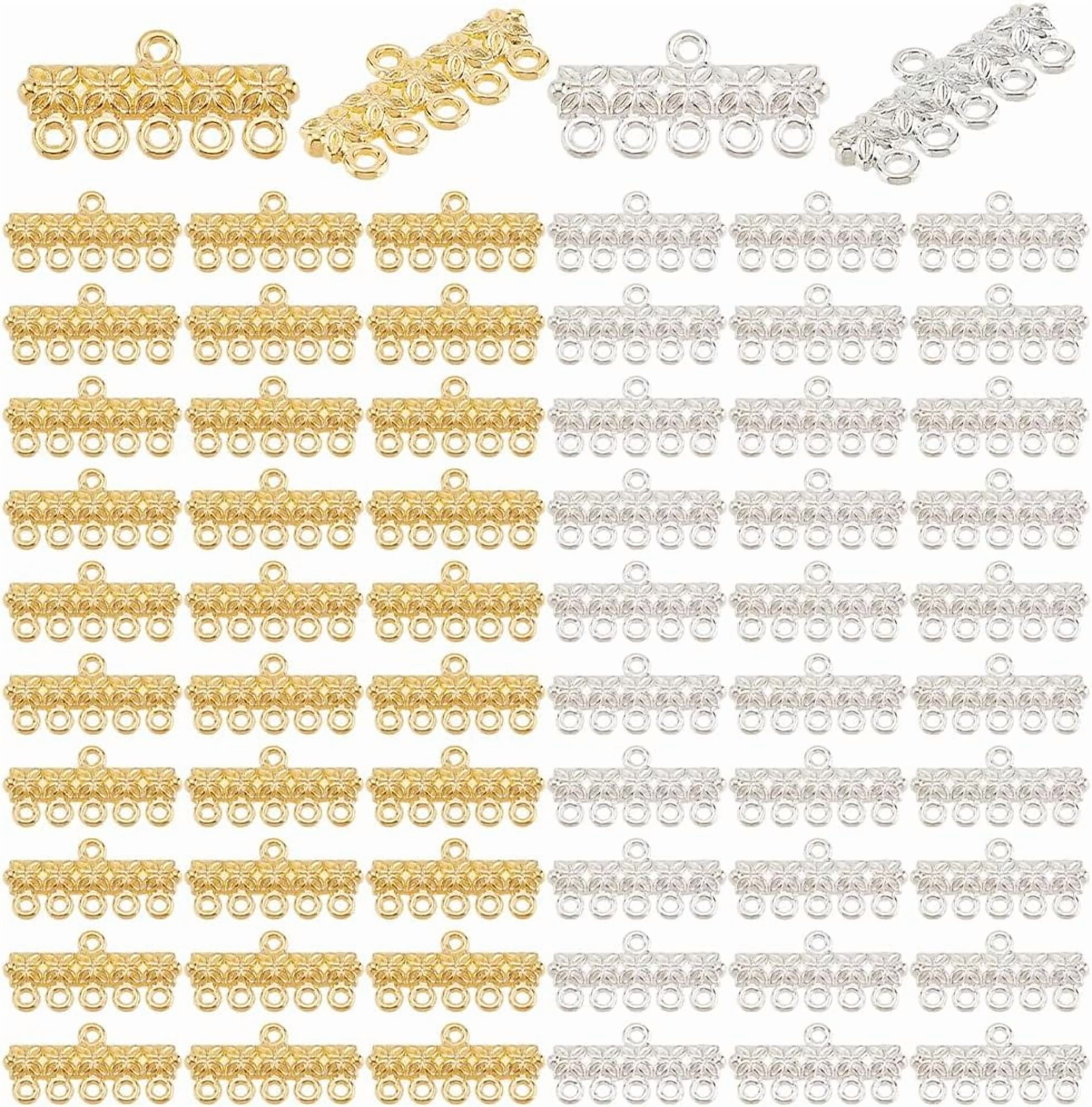 120 Pcs 2 Colors Alloy Multi Strand Tube Clasps 5 Loops Necklace ...