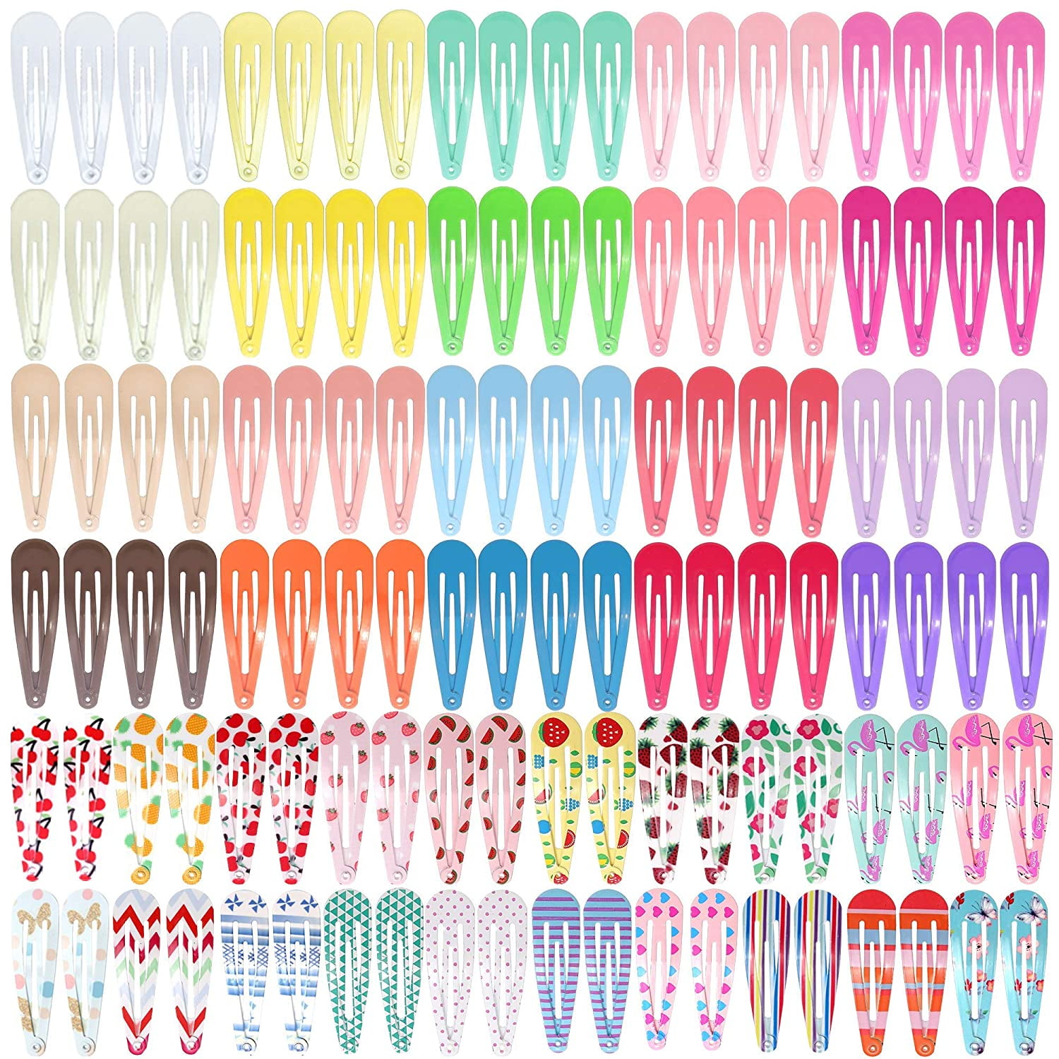 120 Pcs 2 Inch Candy Color Barrettes and Non-Slip Metal Snap Hair ...