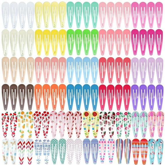 120 Pcs 2 Inch Candy Color Barrettes and Non-Slip Metal Snap Hair ...