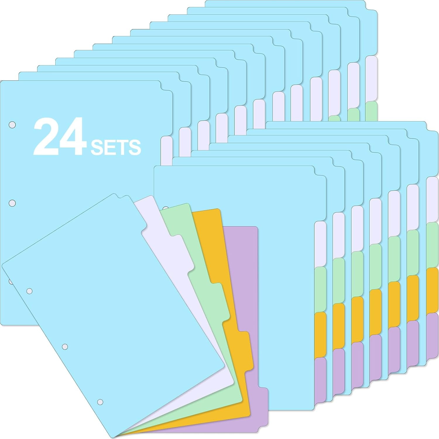 120 Pcs/24 Sets Mini Binder Dividers with Tabs 5.5 x 8.5 Inch Write ...