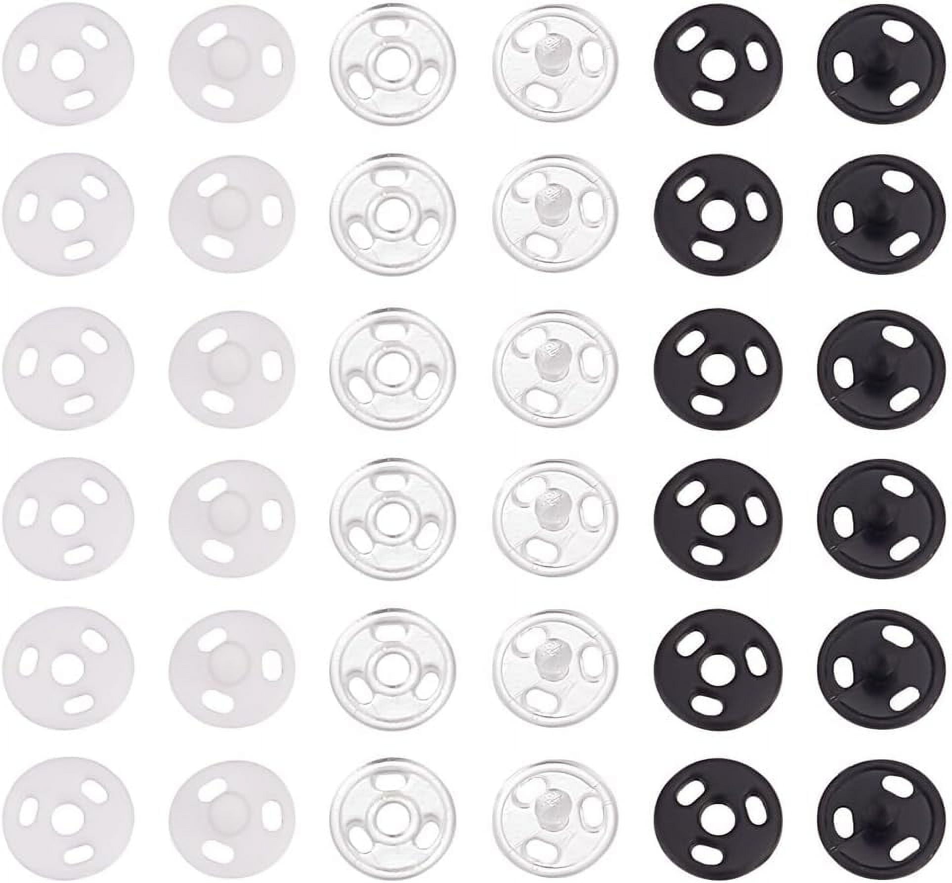 120 Pcs 3 Colors Plastic Sew on Snap Buttons 4mm Invisible Snap ...