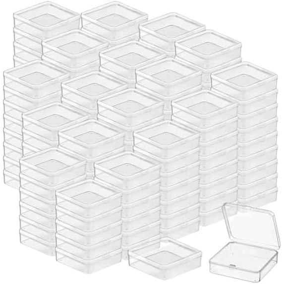 120 Pcs 3 x 3 x 1 Inch Plastic Bead Storage Container with Hinged Lids ...