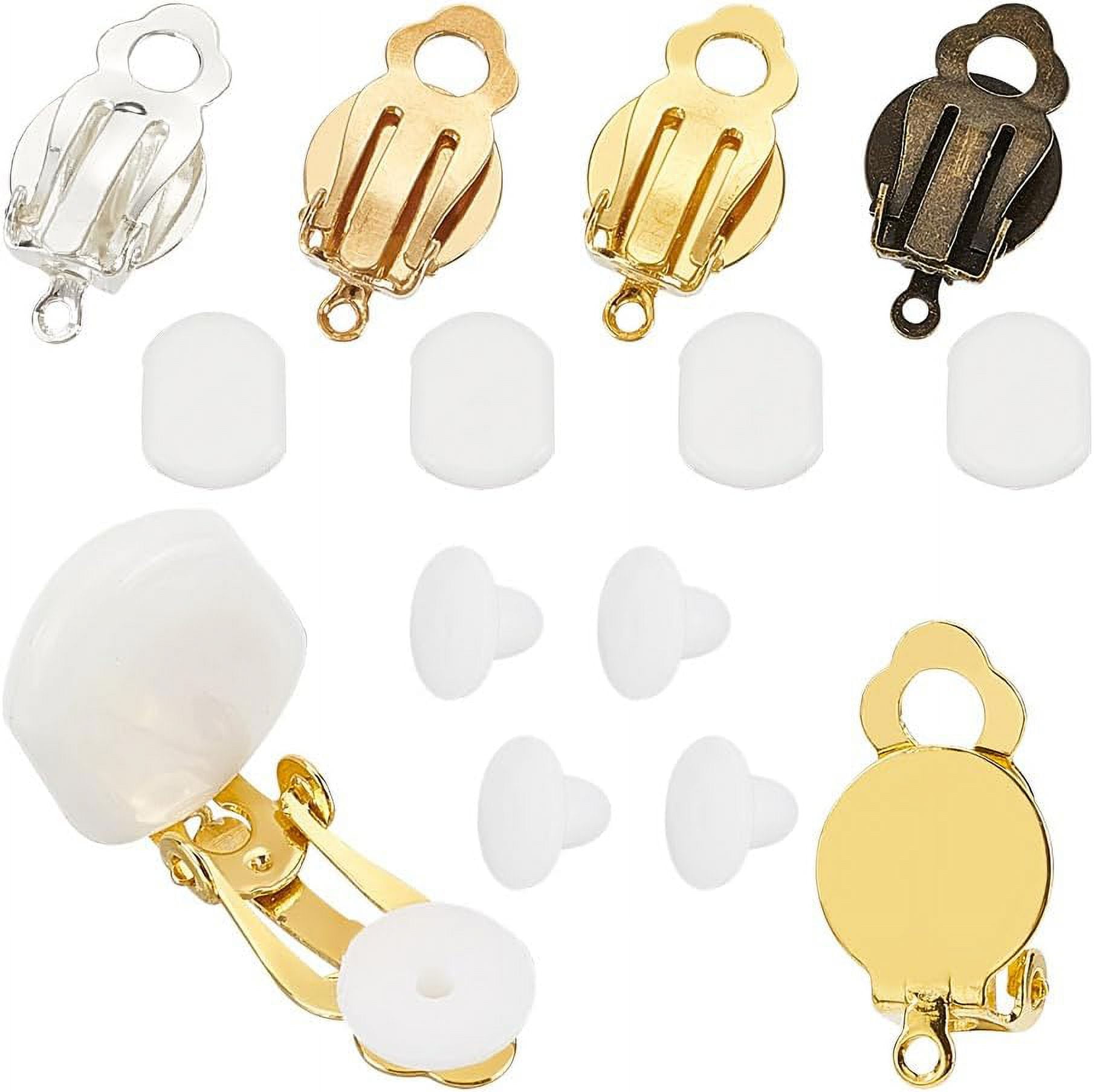 120 Pcs 4 Colors Clip-on Earring Converter Iron Non-Pierced Earrings ...