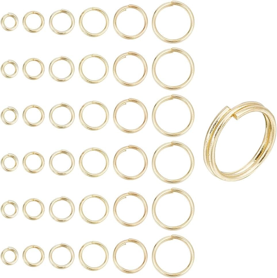 120 Pcs 6 Sizes Brass Split Rings 4mm 5mm 6mm 7mm 8mm 10mm Real 14K ...