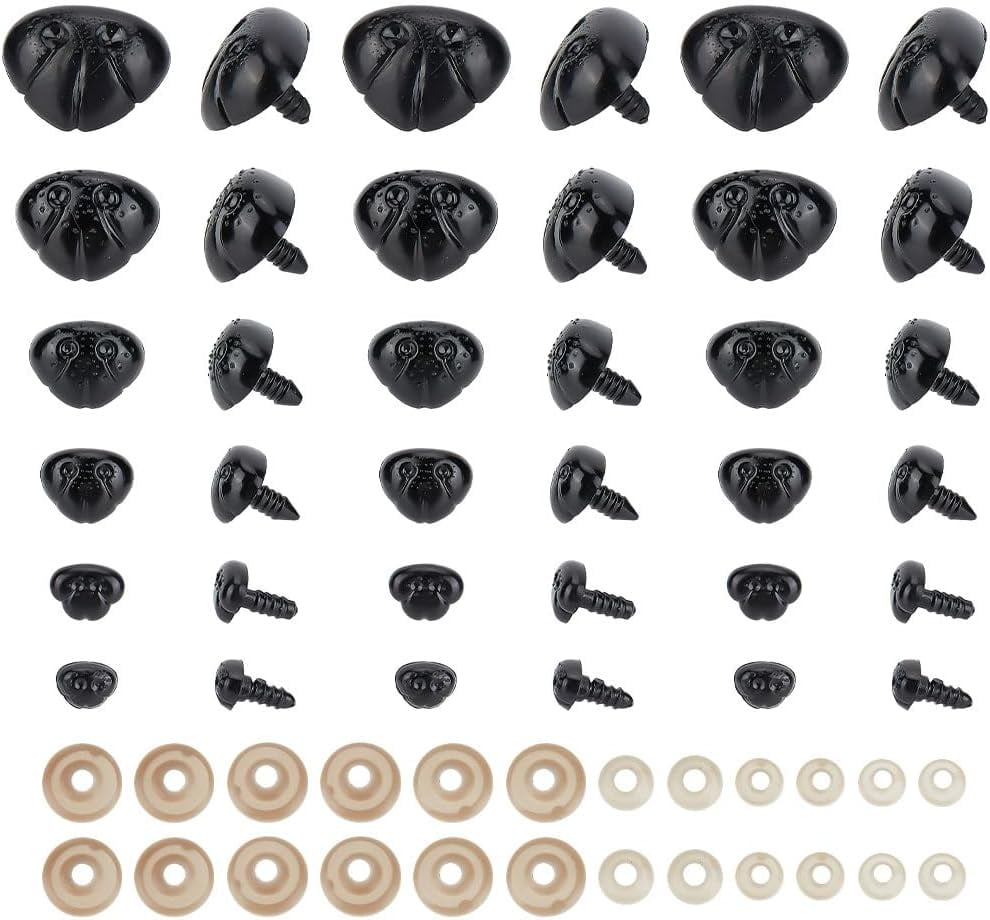 120 Pcs 6 Styles Crafting Noses Black Dog Safety Noses Doll Teddy Bear ...