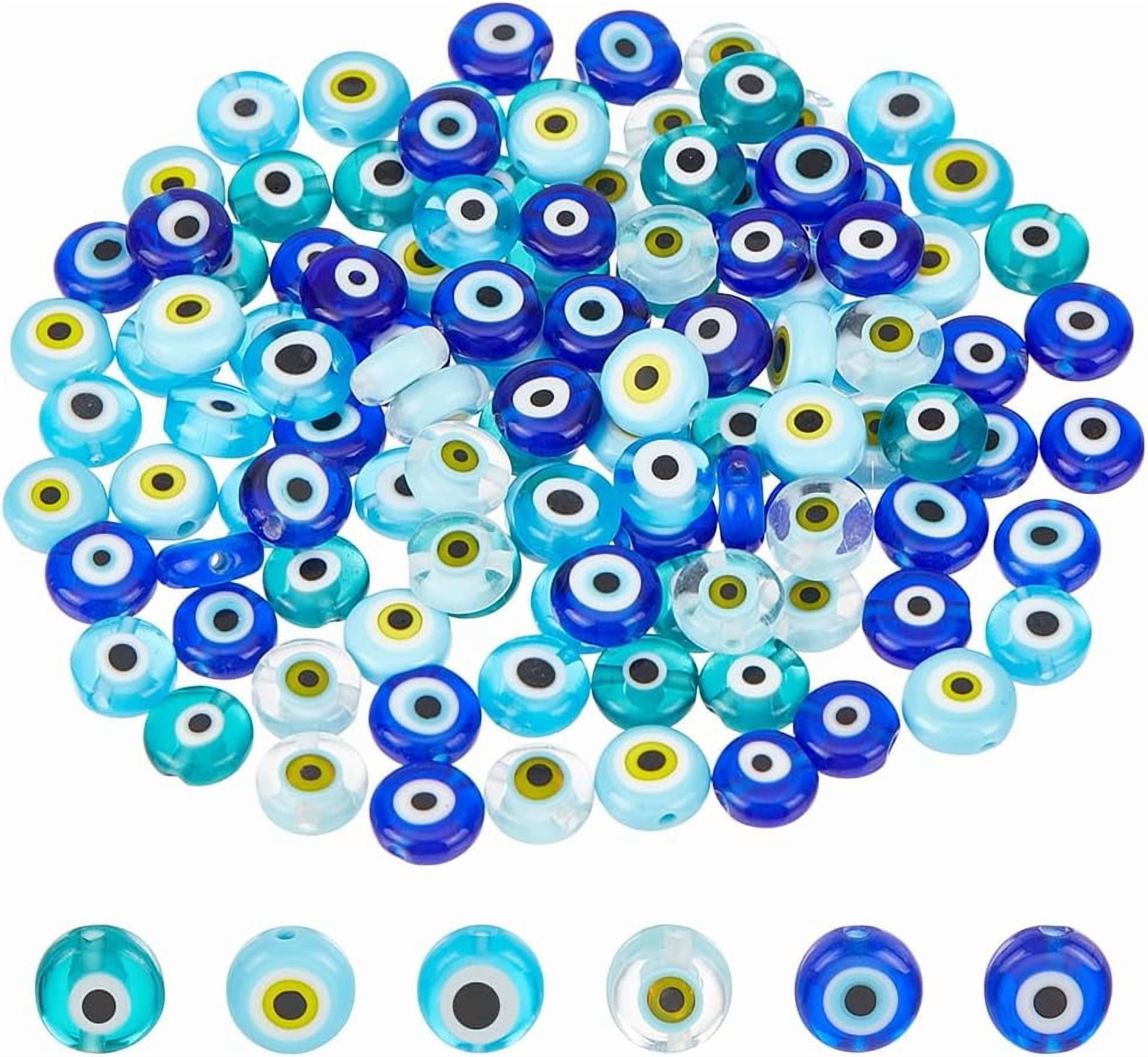 120 Pcs 6 Styles Handmade Lampwork Beads 8mm Flat Round/Disc Turkish ...