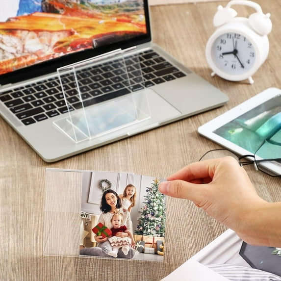 120 Pcs Acrylic Photo Frames 4 x 4 Inch Clear Picture Frames Slant Back ...