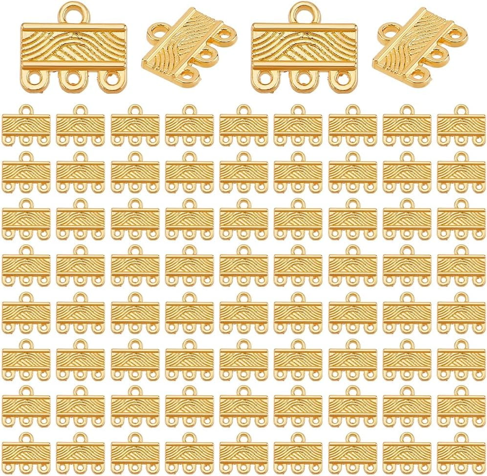 120 Pcs Alloy Multi Strand Tube Clasps 3 Loops Necklace Layering Clasps ...