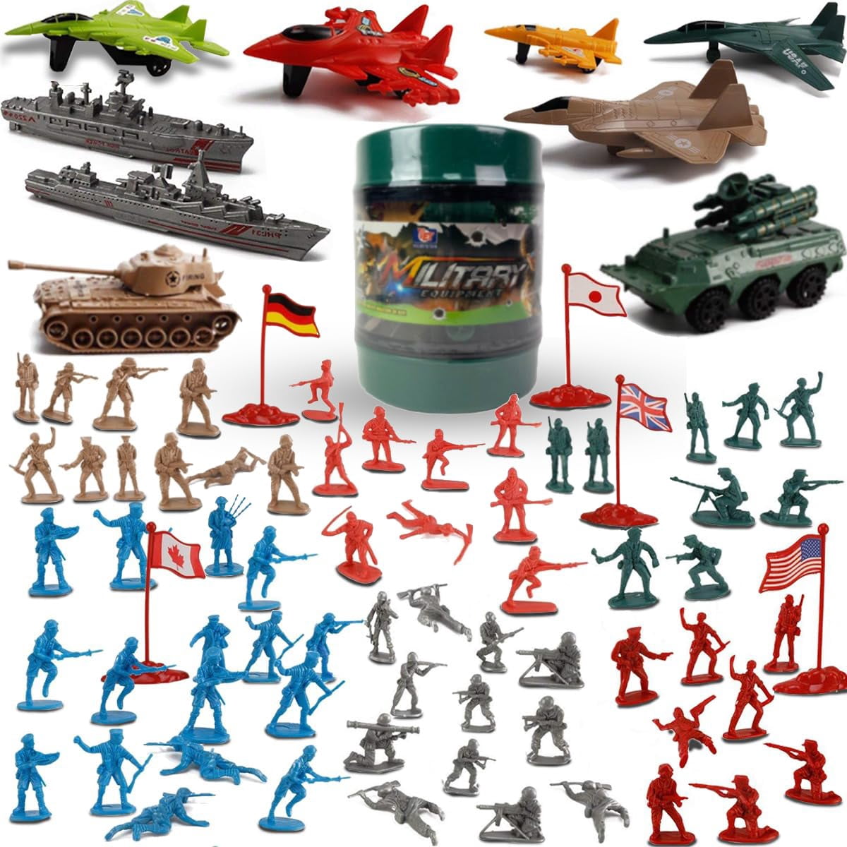 120 Pcs Army Men Toy Soldiers & Battle Vehicles Military Action Figures ...