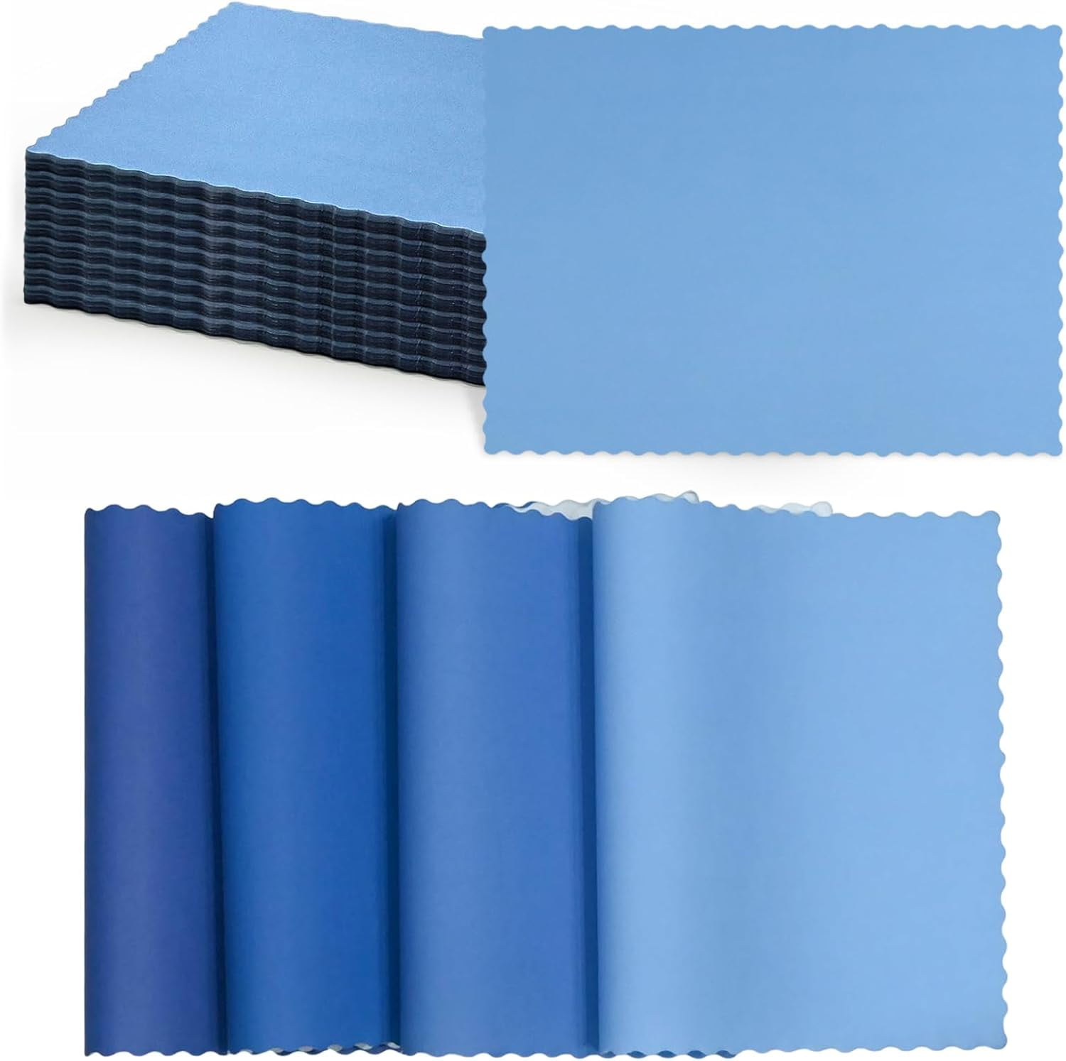120 Pcs Blue Paper Place Mats Bulk 10 x 14 Scalloped Disposable Table ...