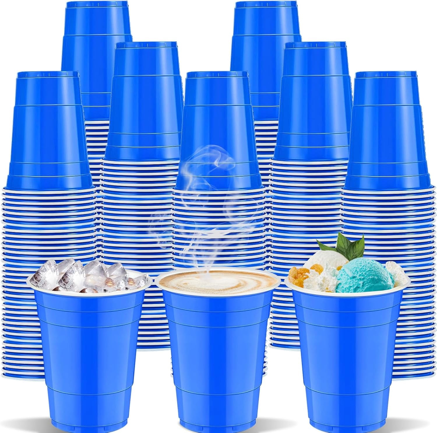 120 Pcs Blue Plastic Cups blue plastic Disposable cups 12 oz blue Party ...
