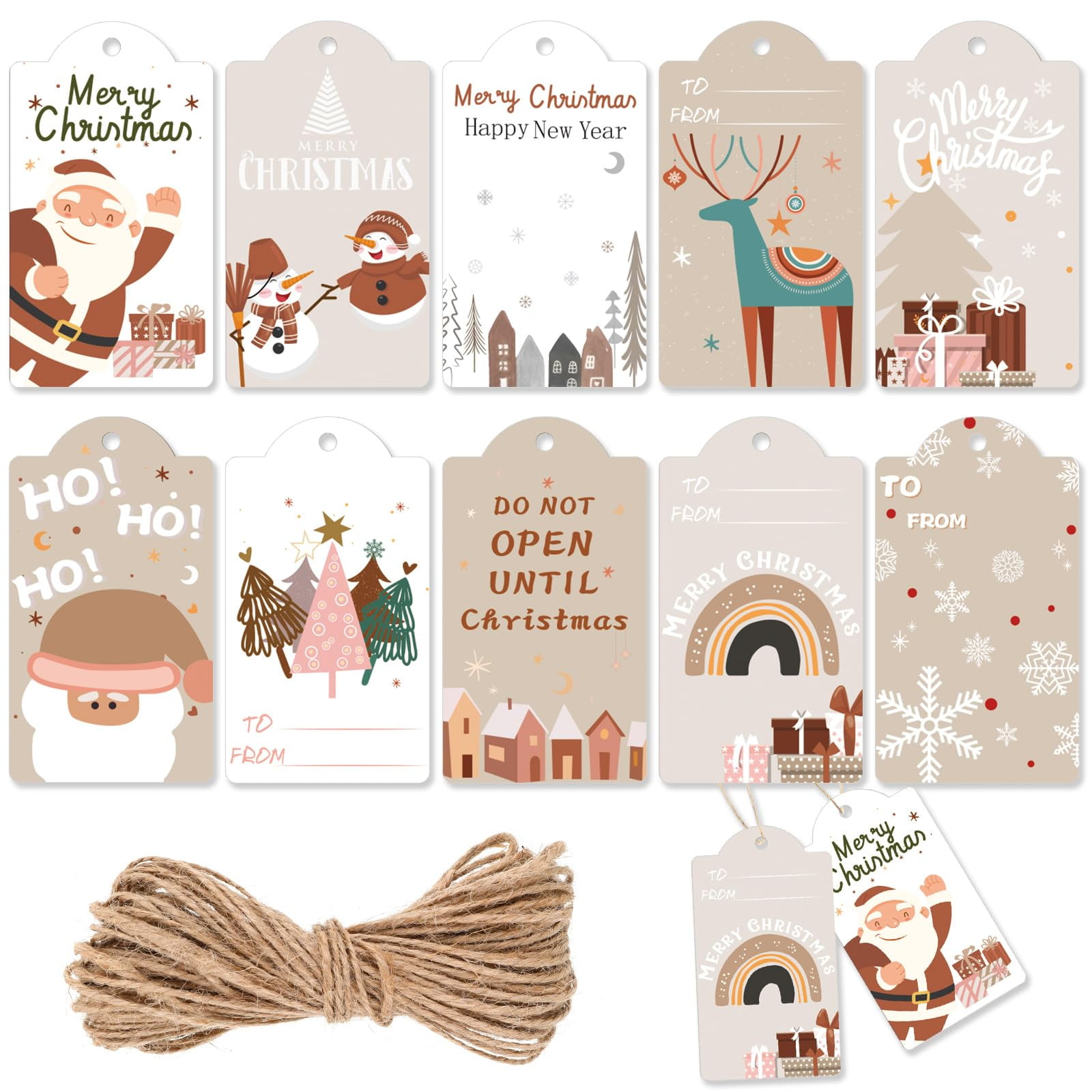 120 Pcs Boho Christmas Gift Tag Winter Paper Gift Tags Christmas ...
