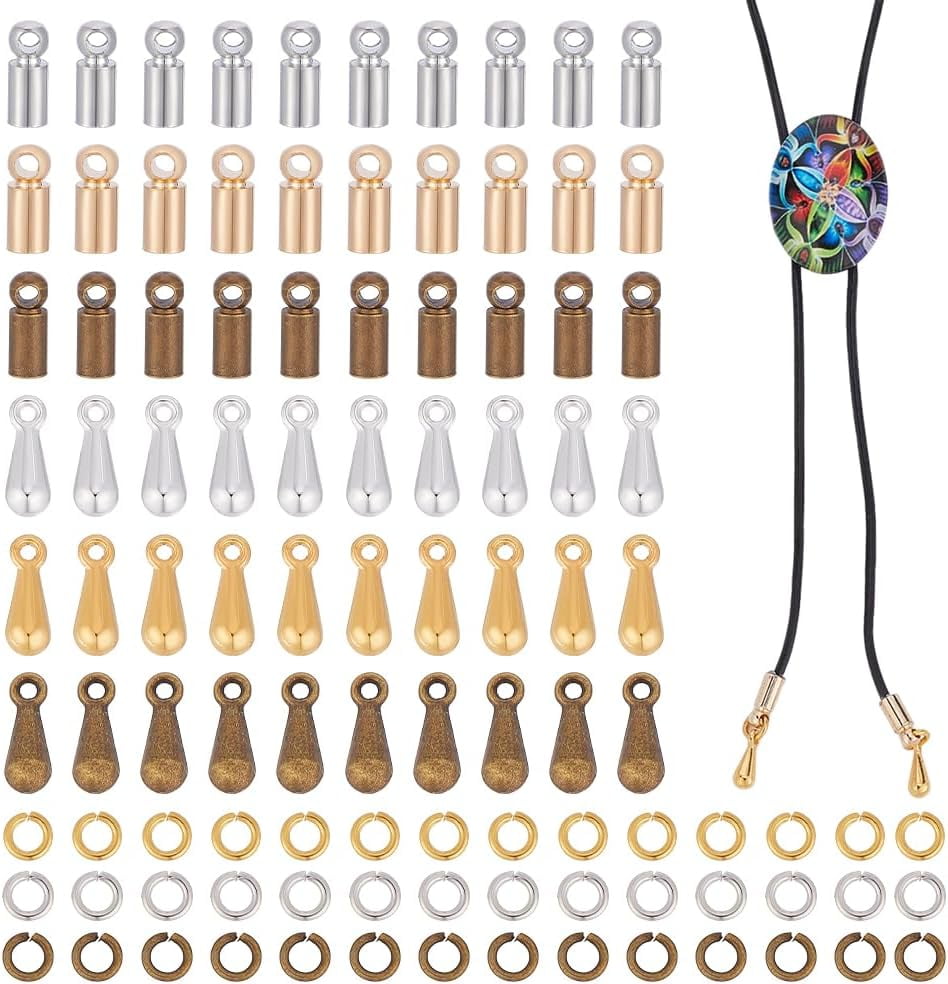 120 Pcs Bolo Tie Findings Kit Bolo Tie Tips Replacement Kit Bolo Tie ...