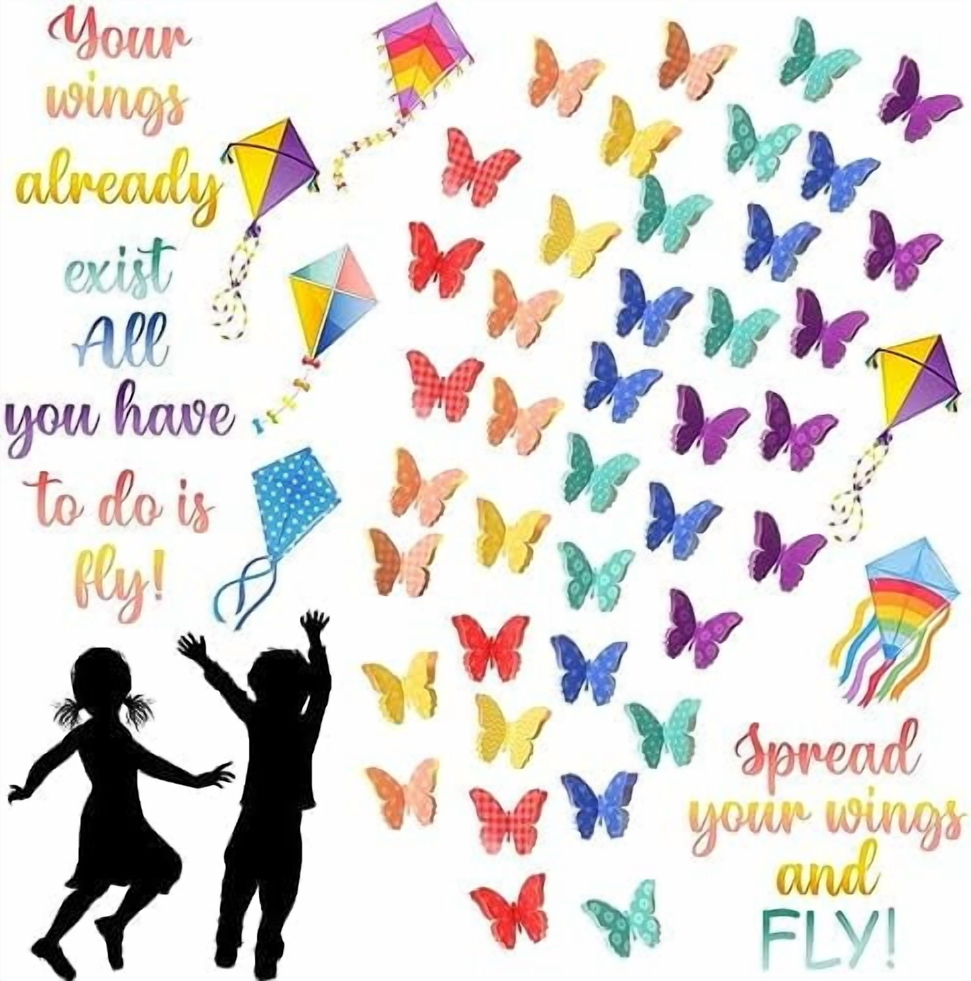 120 Pcs Butterfly Bulletin Board Decorations Colorful 3D Butterflies ...