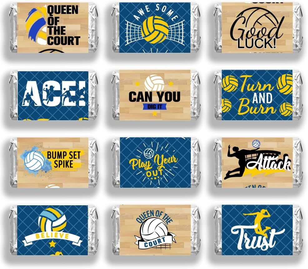 120 Pcs Candy Bar Wrapper Bump Set Spike Volleyball Chocolate Label Bar ...