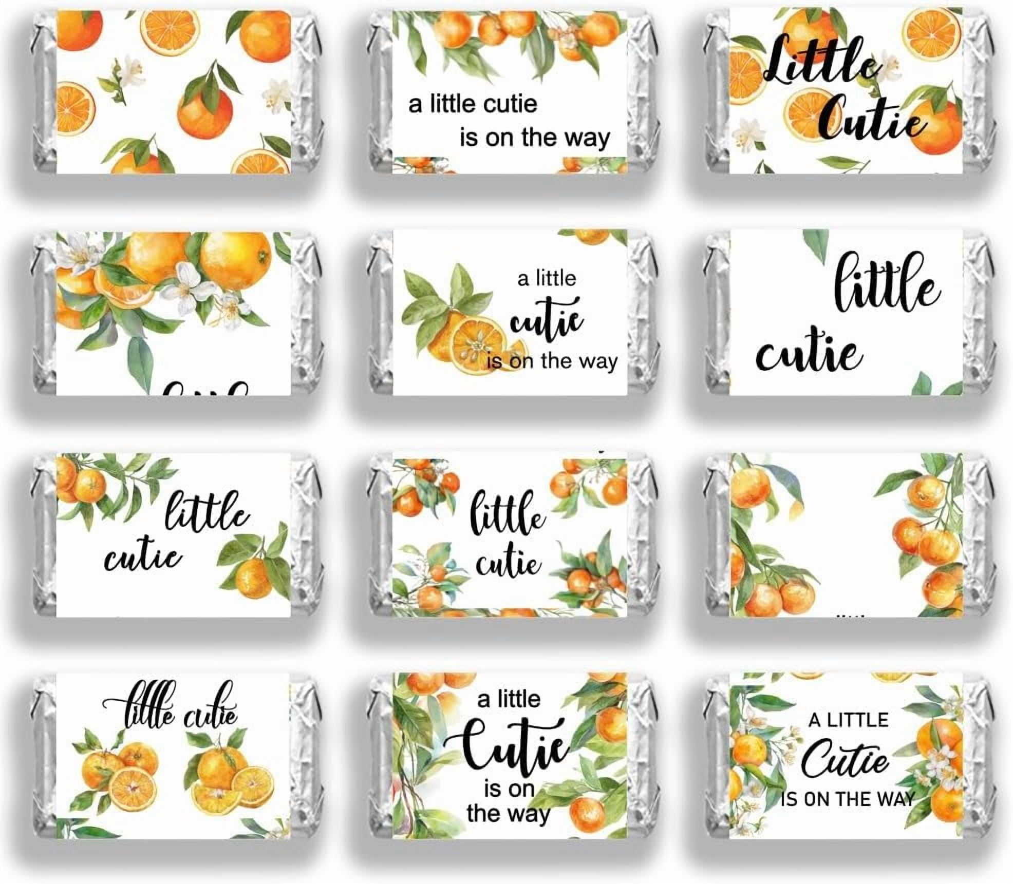 120 Pcs Candy Bar Wrappers Bright Orange Pattern Candy Wrap Stickers ...