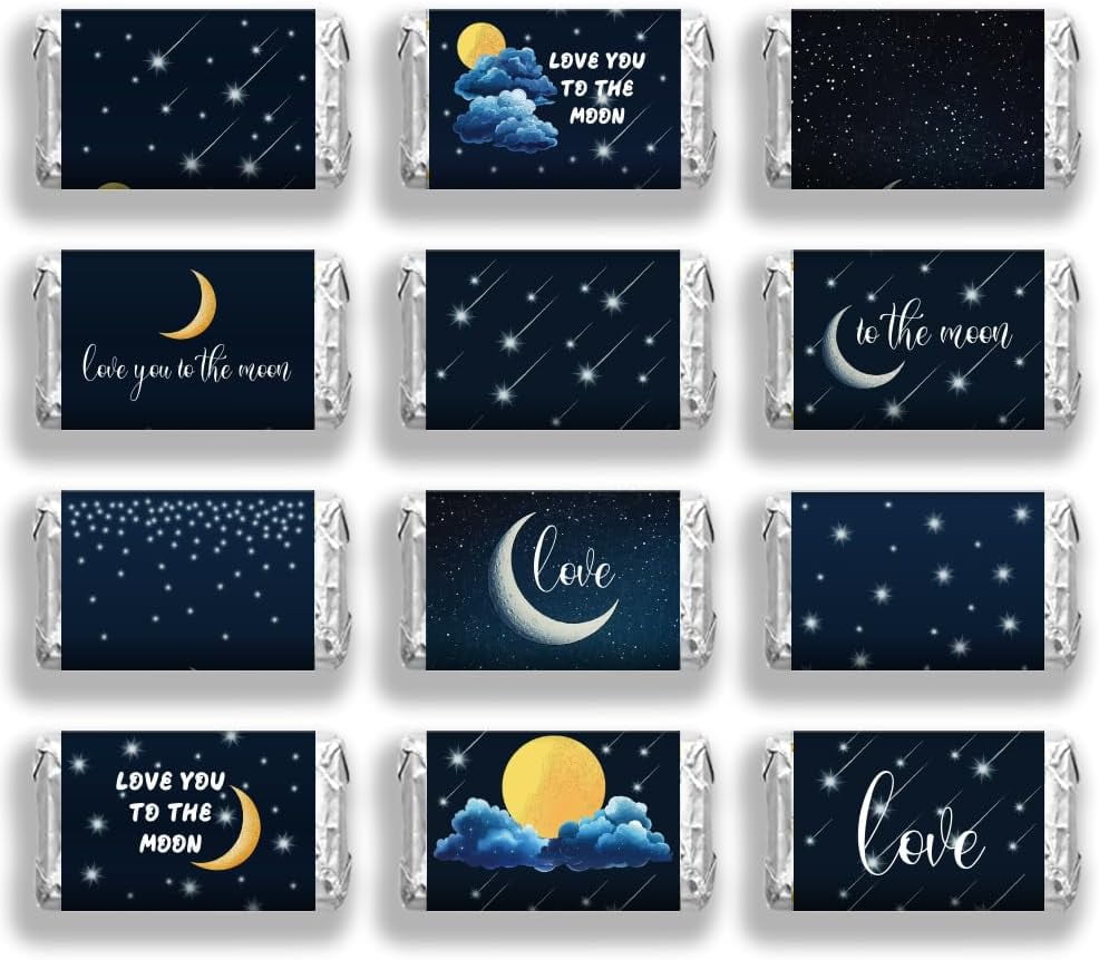 120 Pcs Candy Bar Wrappers Meteor Moon Pattern Candy Wrapping Papers ...