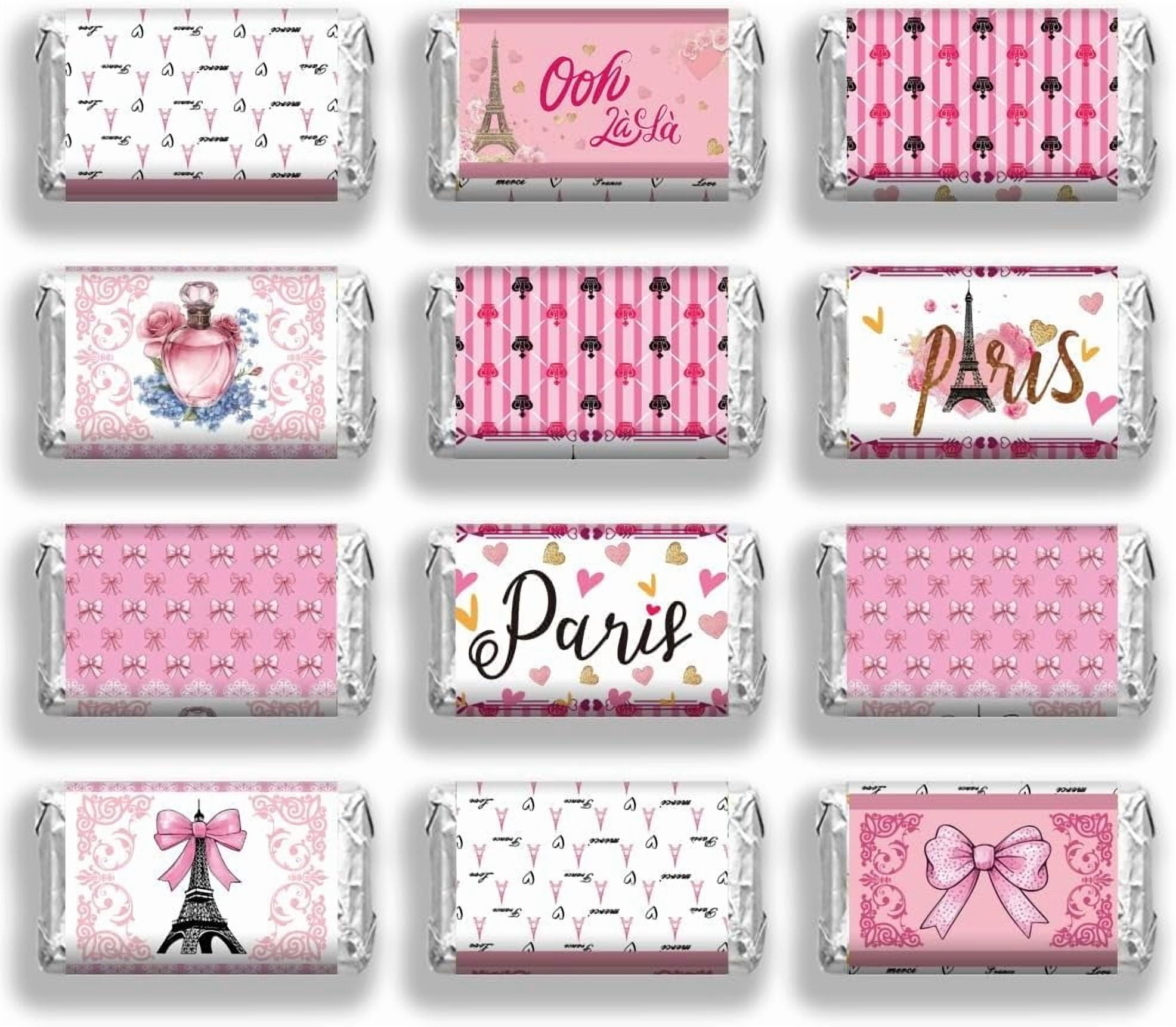120 Pcs Candy Bar Wrappers Paris Style Candy Wrap Sticker Bulk Tower ...