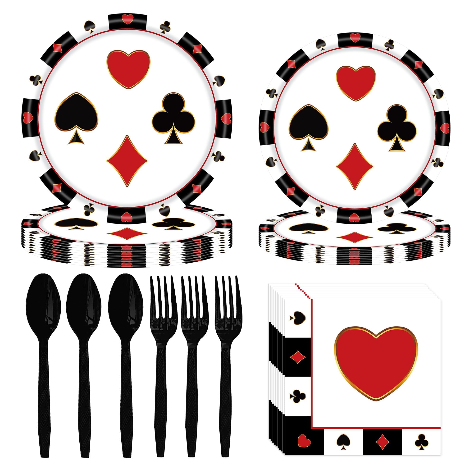 120 Pcs Casino Party OIF8 Tableware Set, Poker Themed Playing Card ...