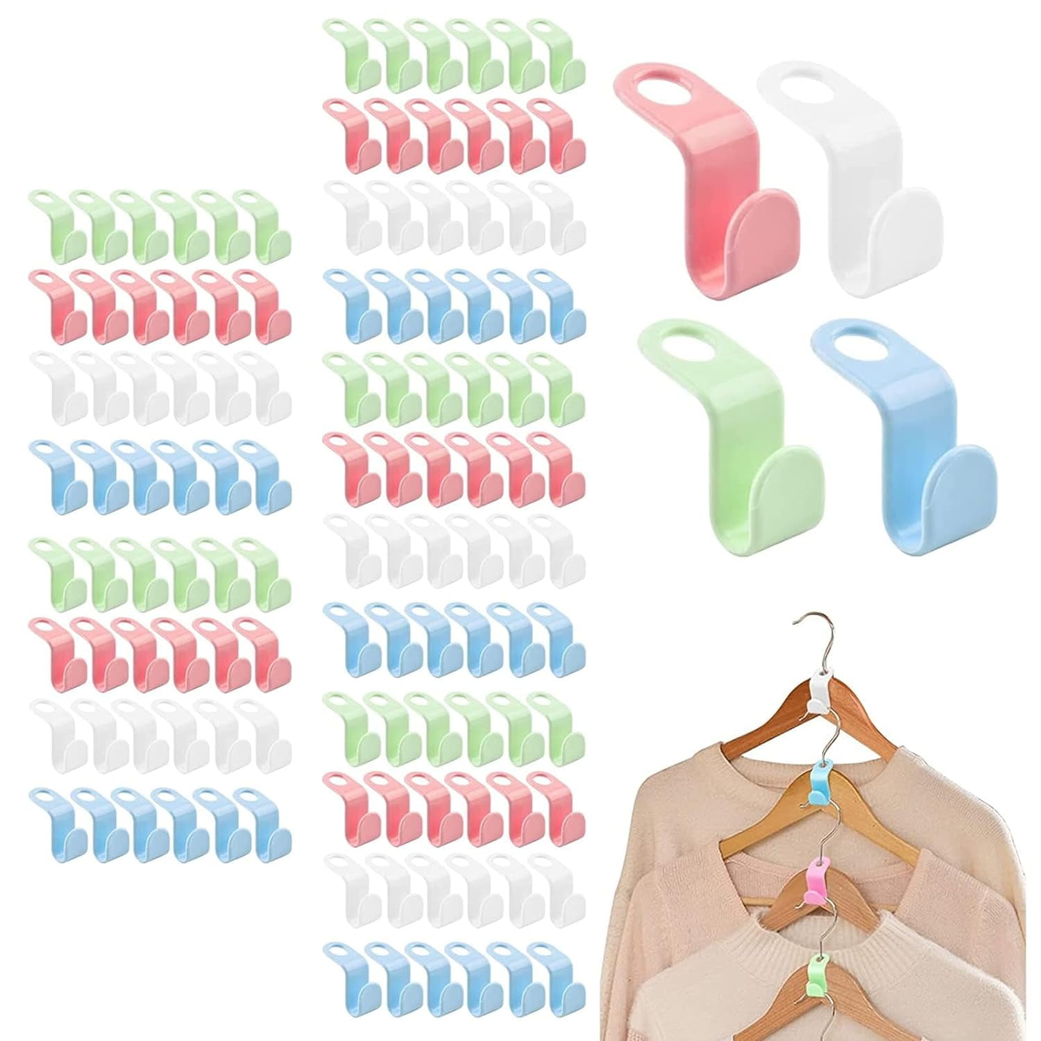120 Pcs Clothes Hanger Connector Hooks Used for Stacking and Storing ...