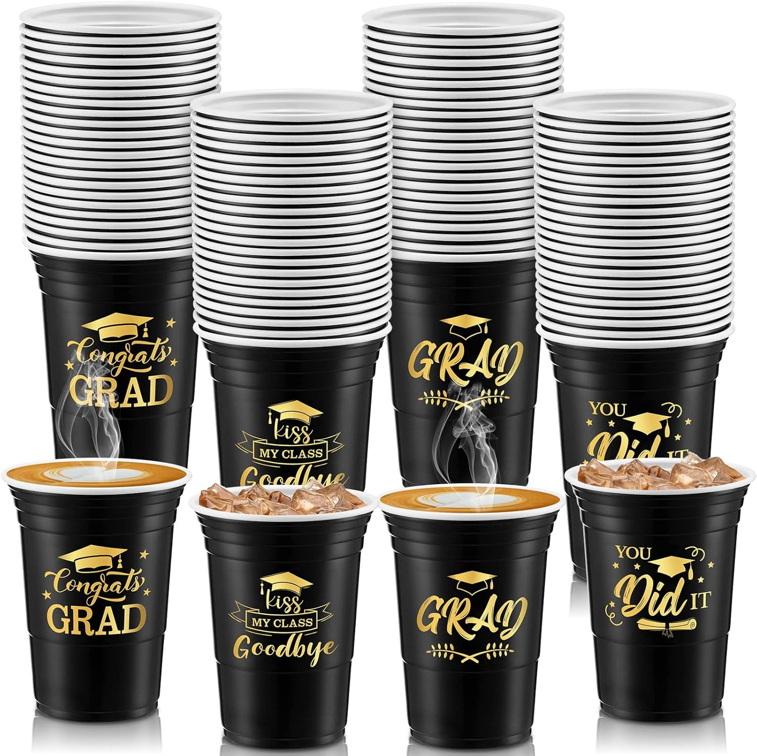 120 Pcs Disposable Graduation Party Plastic Cups, 16 oz Graduation ...