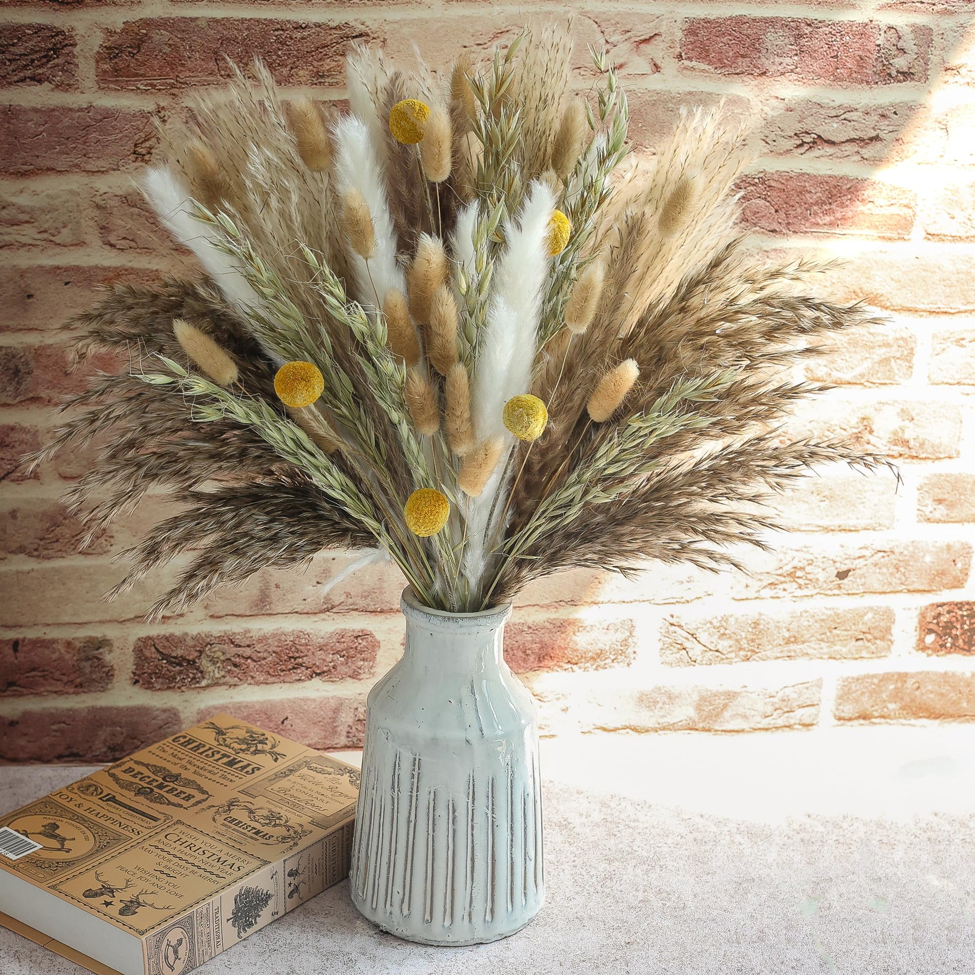 "120 Pcs Dried Pampas Grass & Eucalyptus Decor, Bohemian Reed Bouquets ...