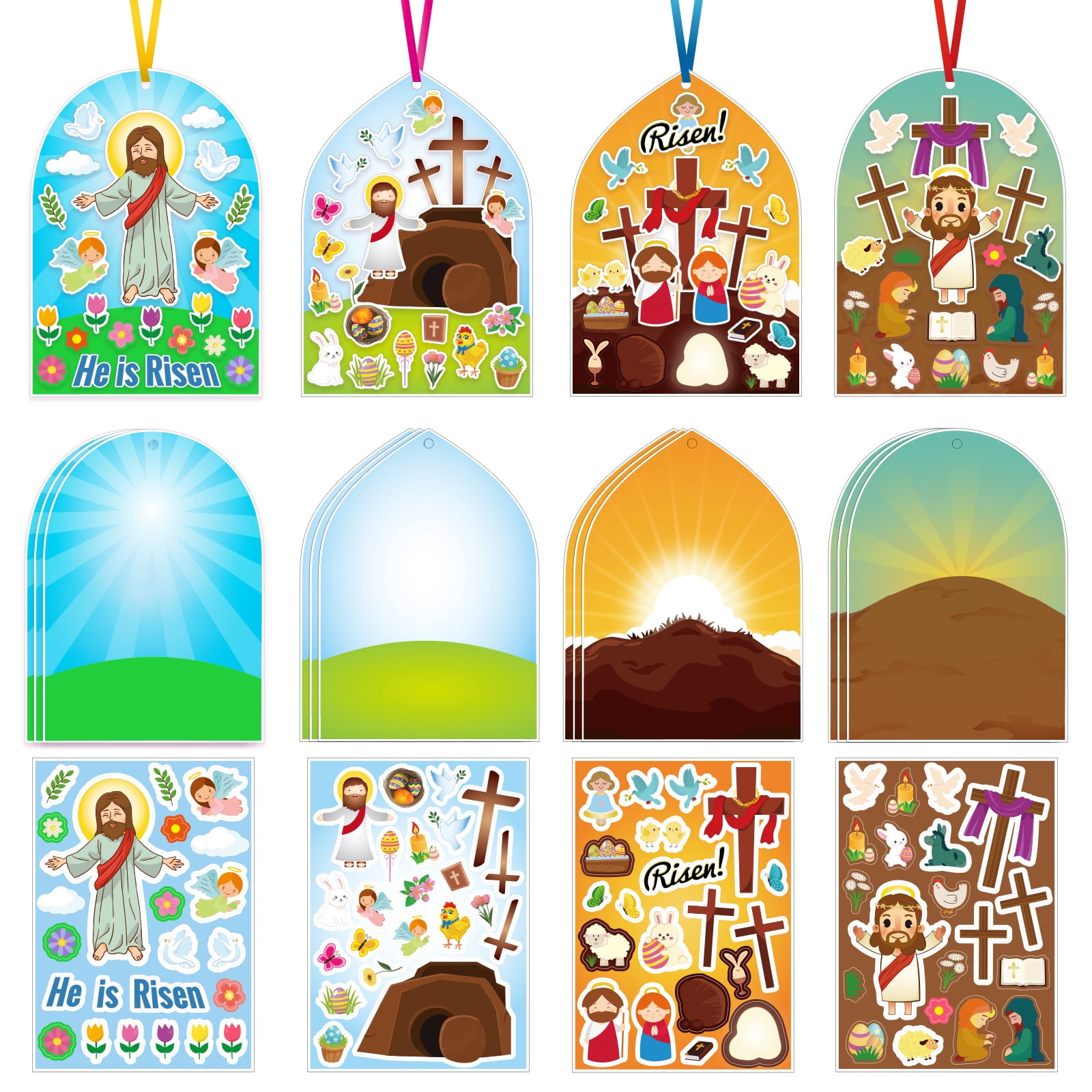 120 Pcs Easter DIY Craft Kit for Kids - Egg, Bunny, Cross, Scene ...